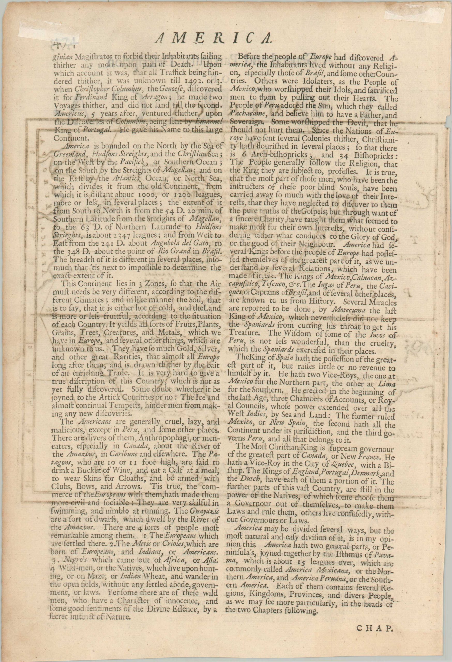 A General and Particular Description of America Chart of America in ...