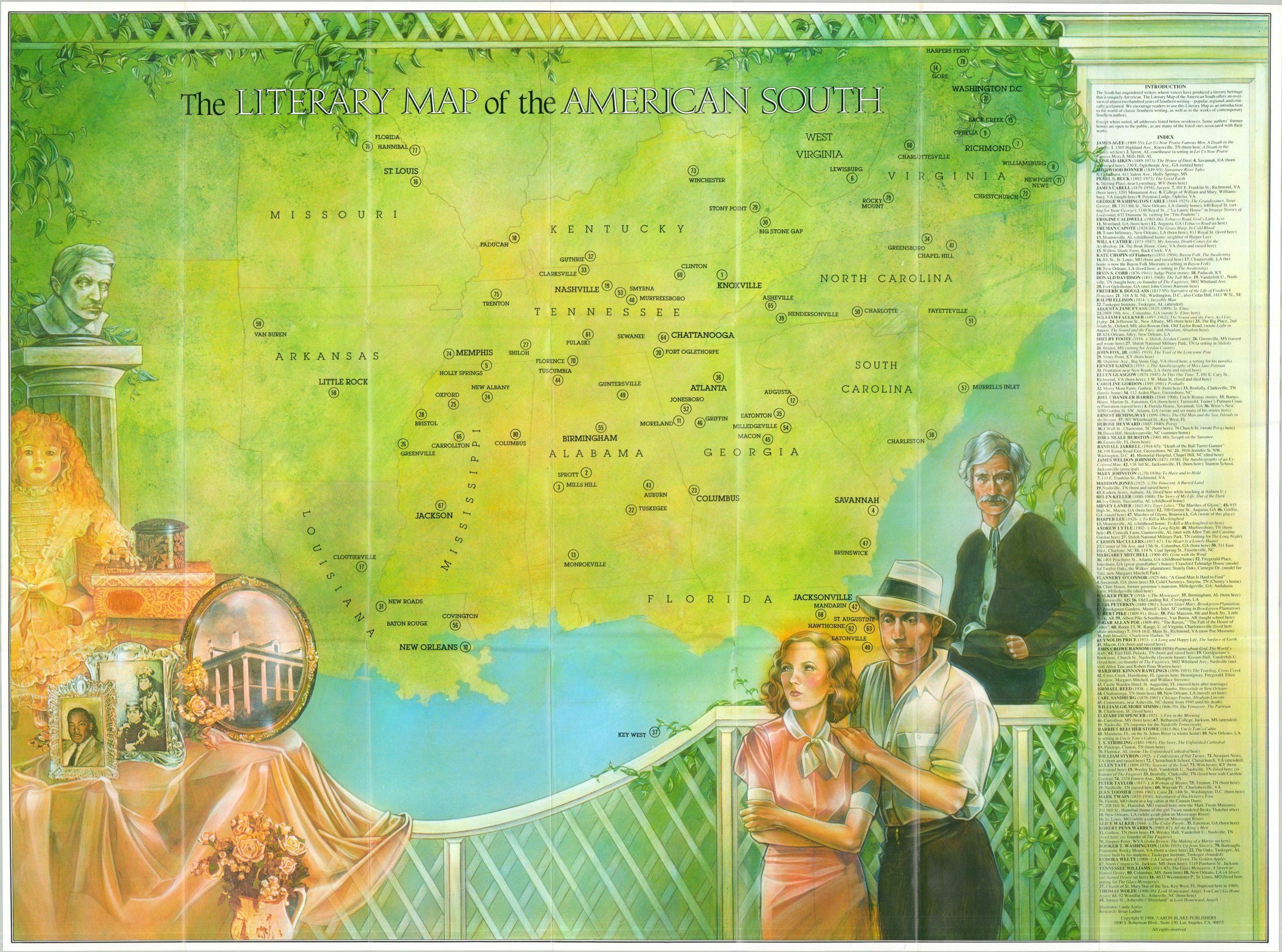 Literary Map of the American South - Curtis Wright Maps