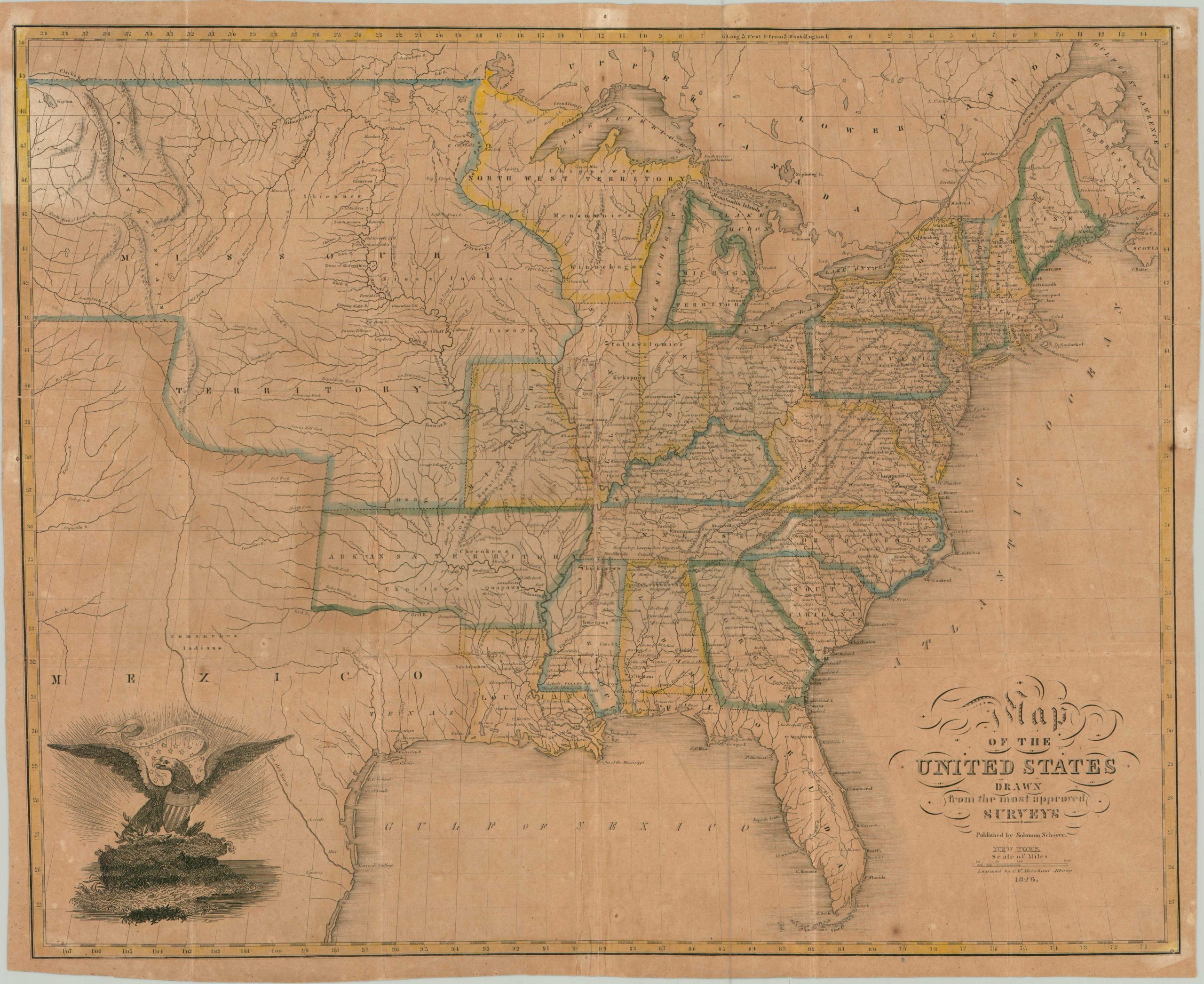 Map of the United States Drawn from the most approved Surveys - Curtis ...