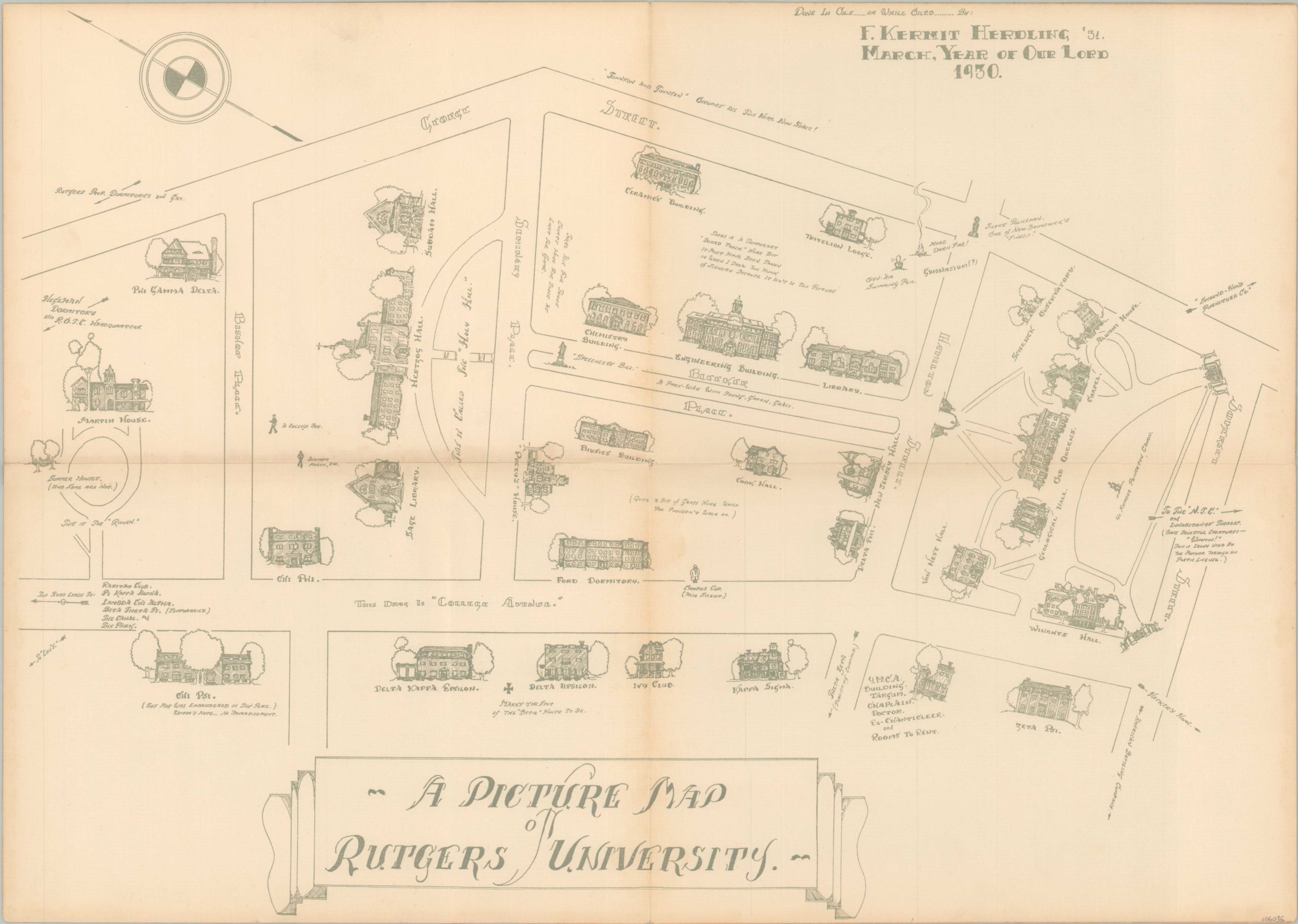 A Picture Map of Rutgers University - Curtis Wright Maps