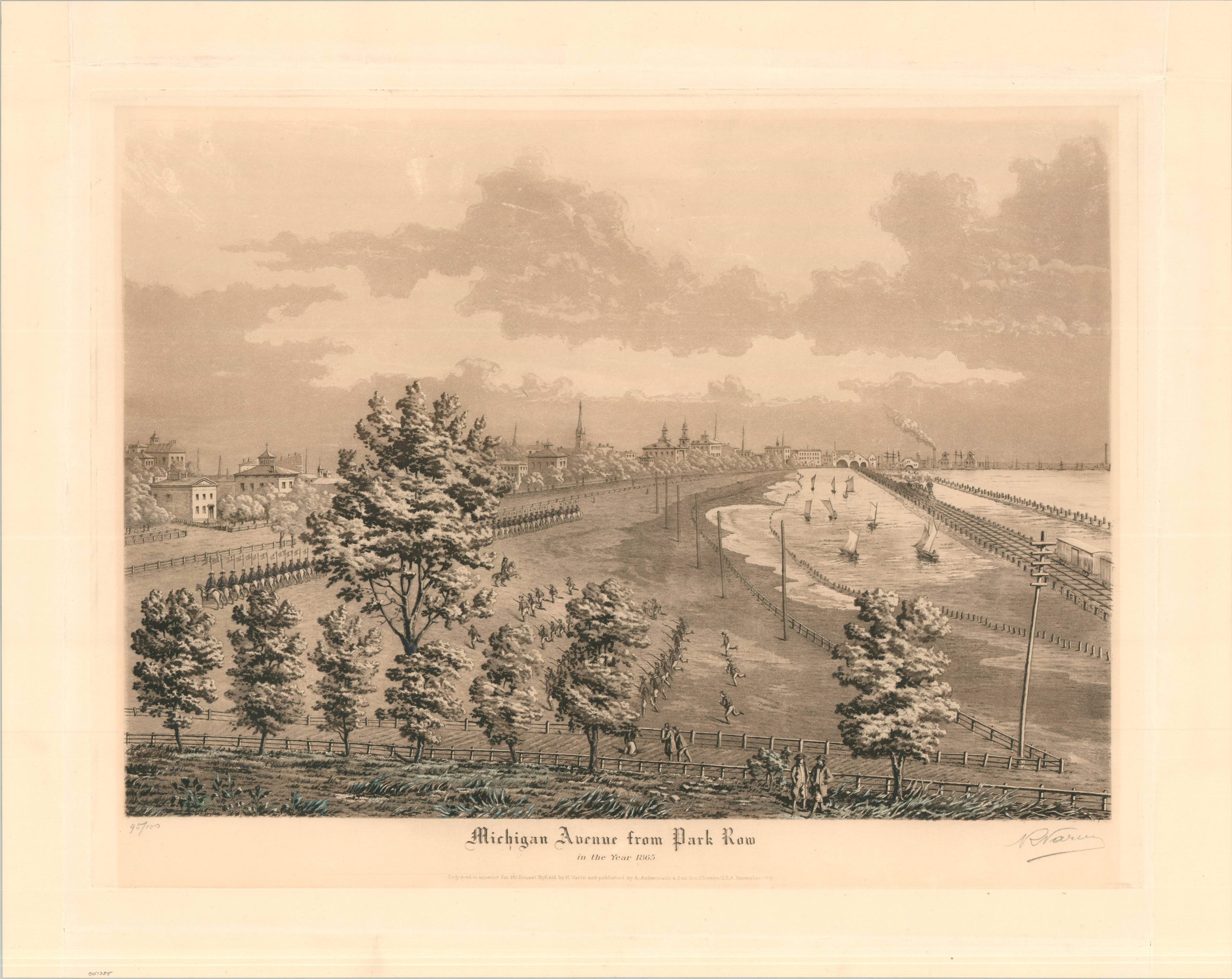 Michigan Avenue from Park Row in the Year 1865 - Curtis Wright Maps