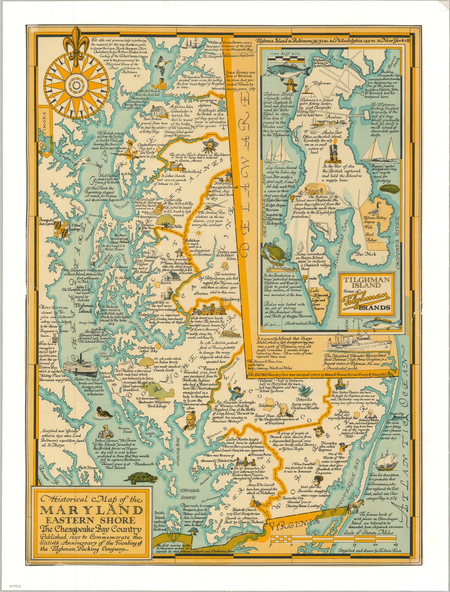 Historical Map of the Maryland Eastern Shore the Chesapeake Bay Country ...