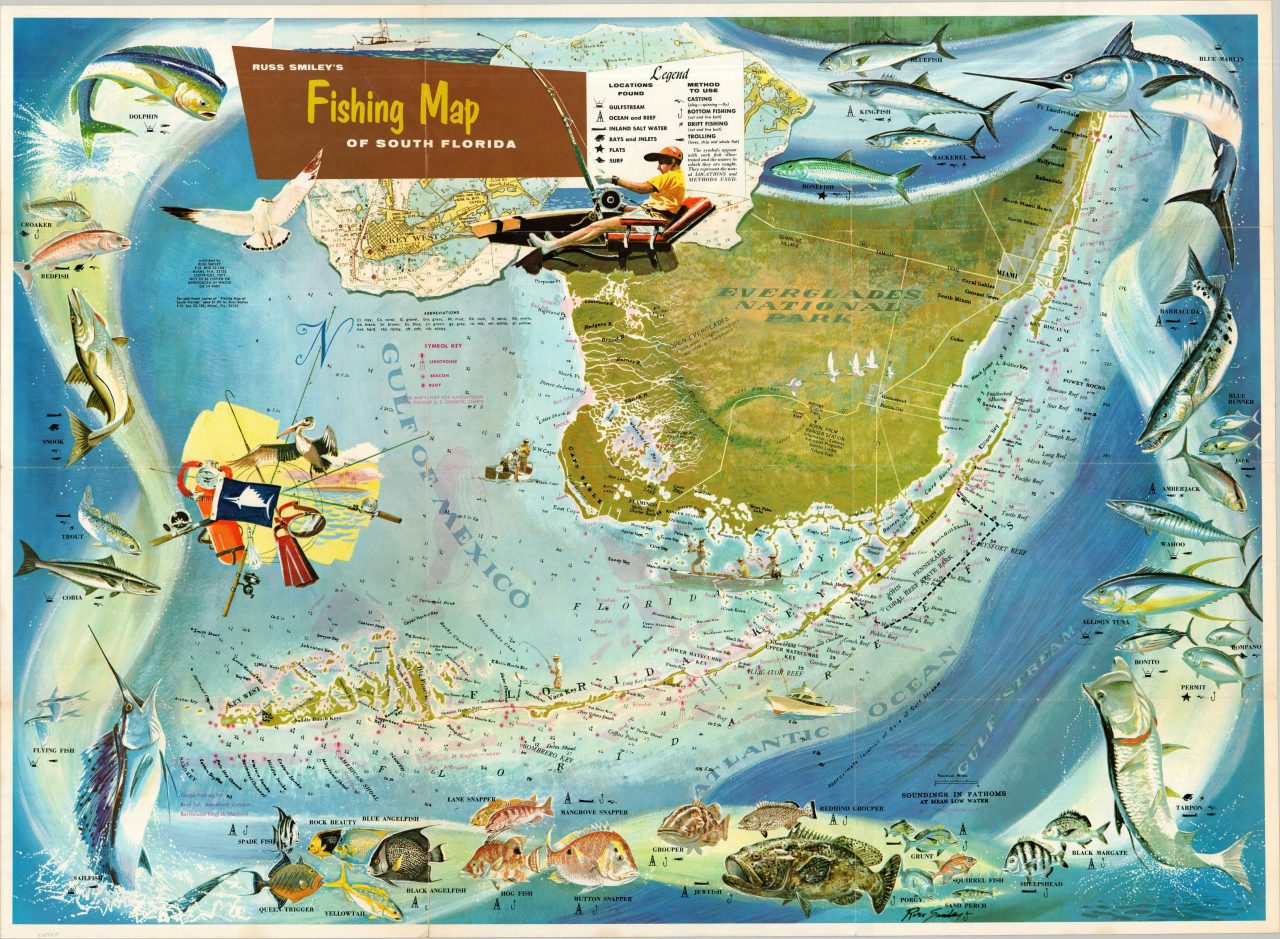 Russ Smiley's Fishing Map of South Florida - Curtis Wright Maps