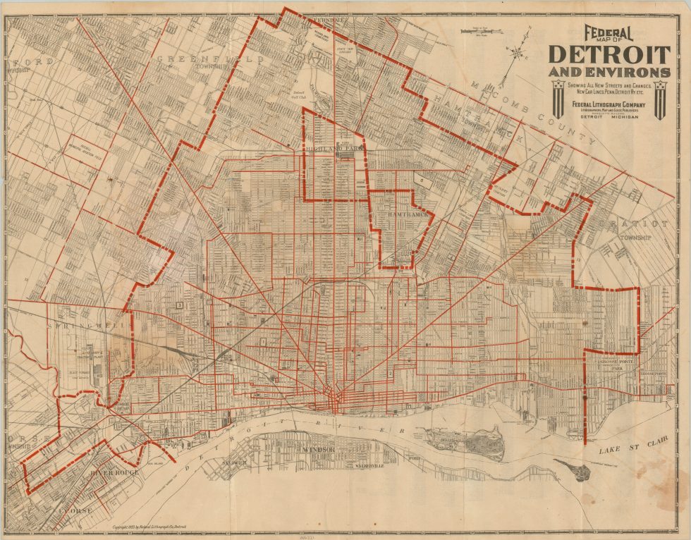 Federal Map of Detroit and Environs - Curtis Wright Maps