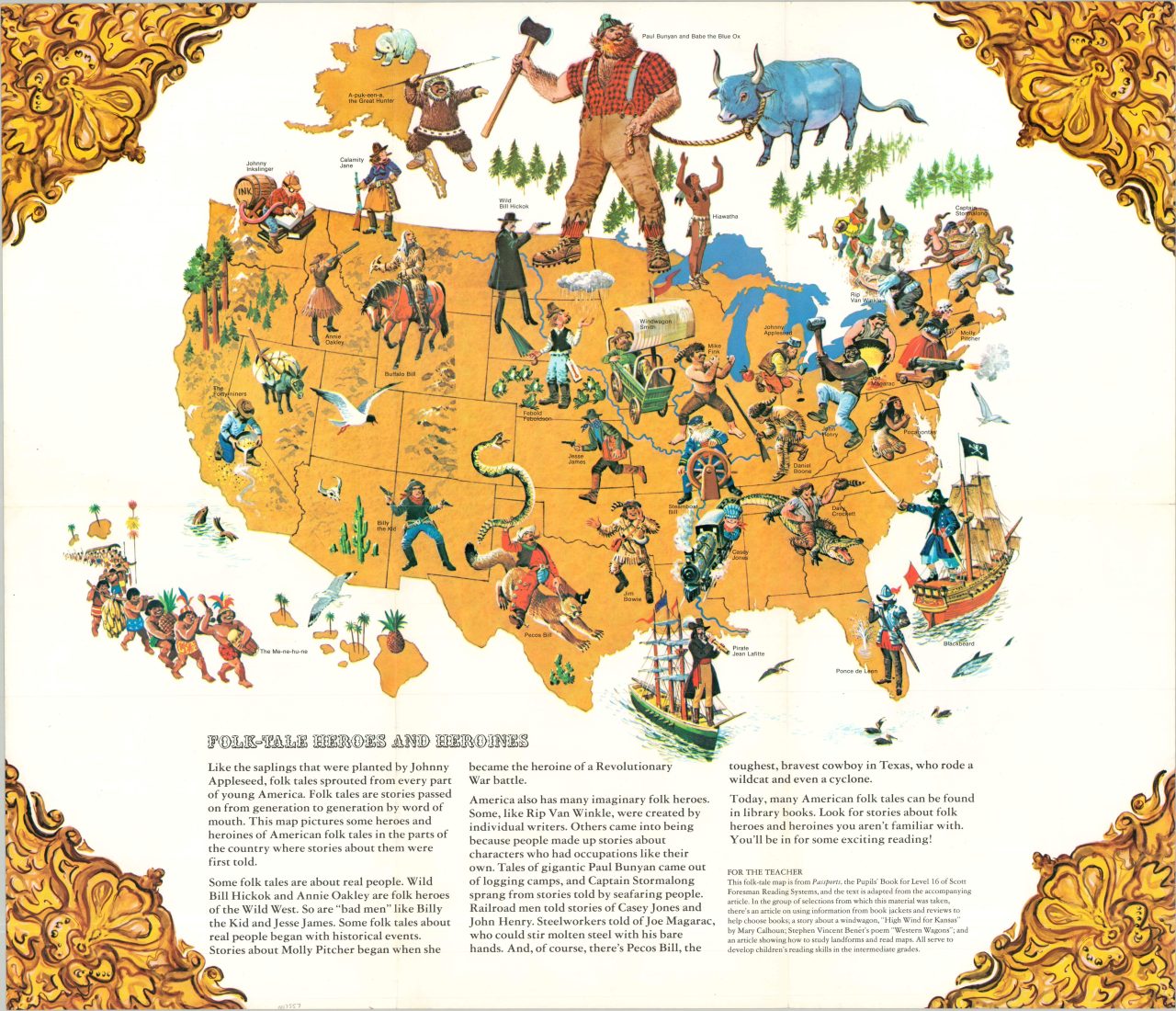 Folk-Tale Map of the United States - Curtis Wright Maps