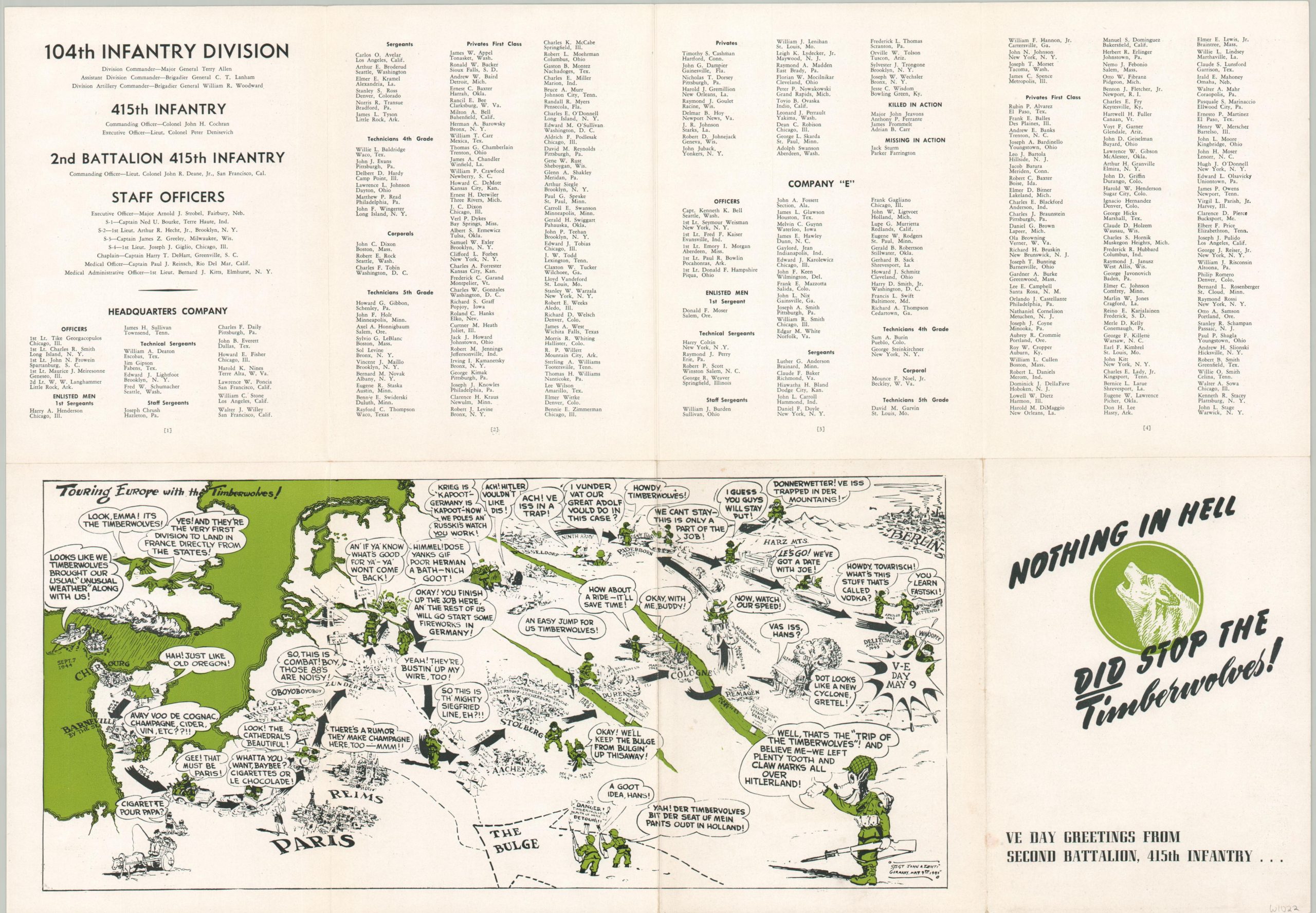 Touring Europe with the Timberwolves! [415th Infantry] - Curtis Wright Maps