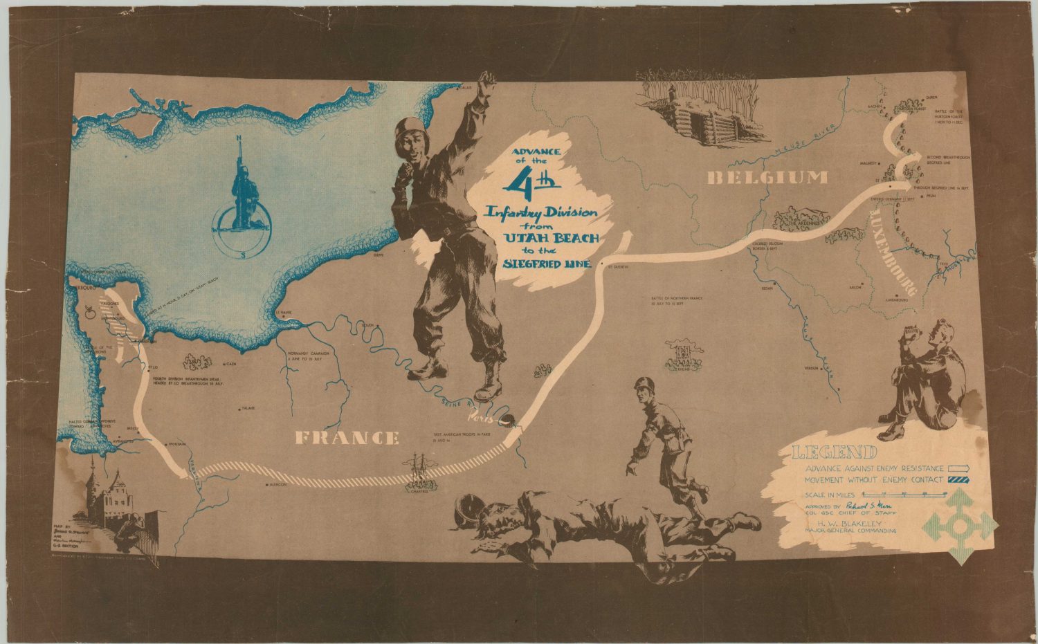 Advance of the 4th Infantry Division [and] Progress of the 4th Infantry ...