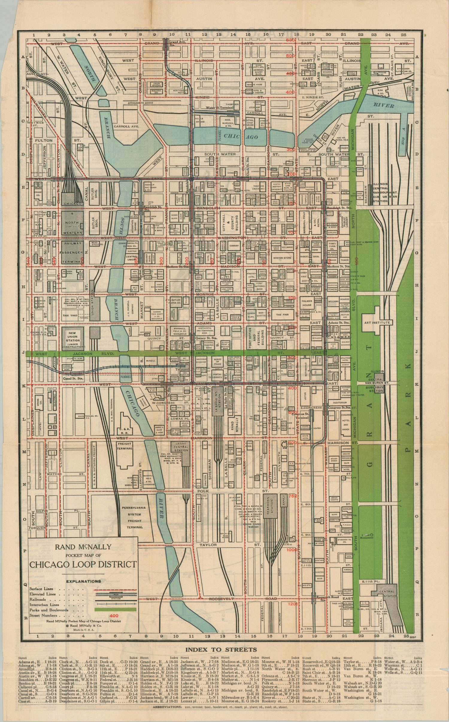 Rand McNally Pocket Map of Chicago Loop District - Curtis Wright Maps