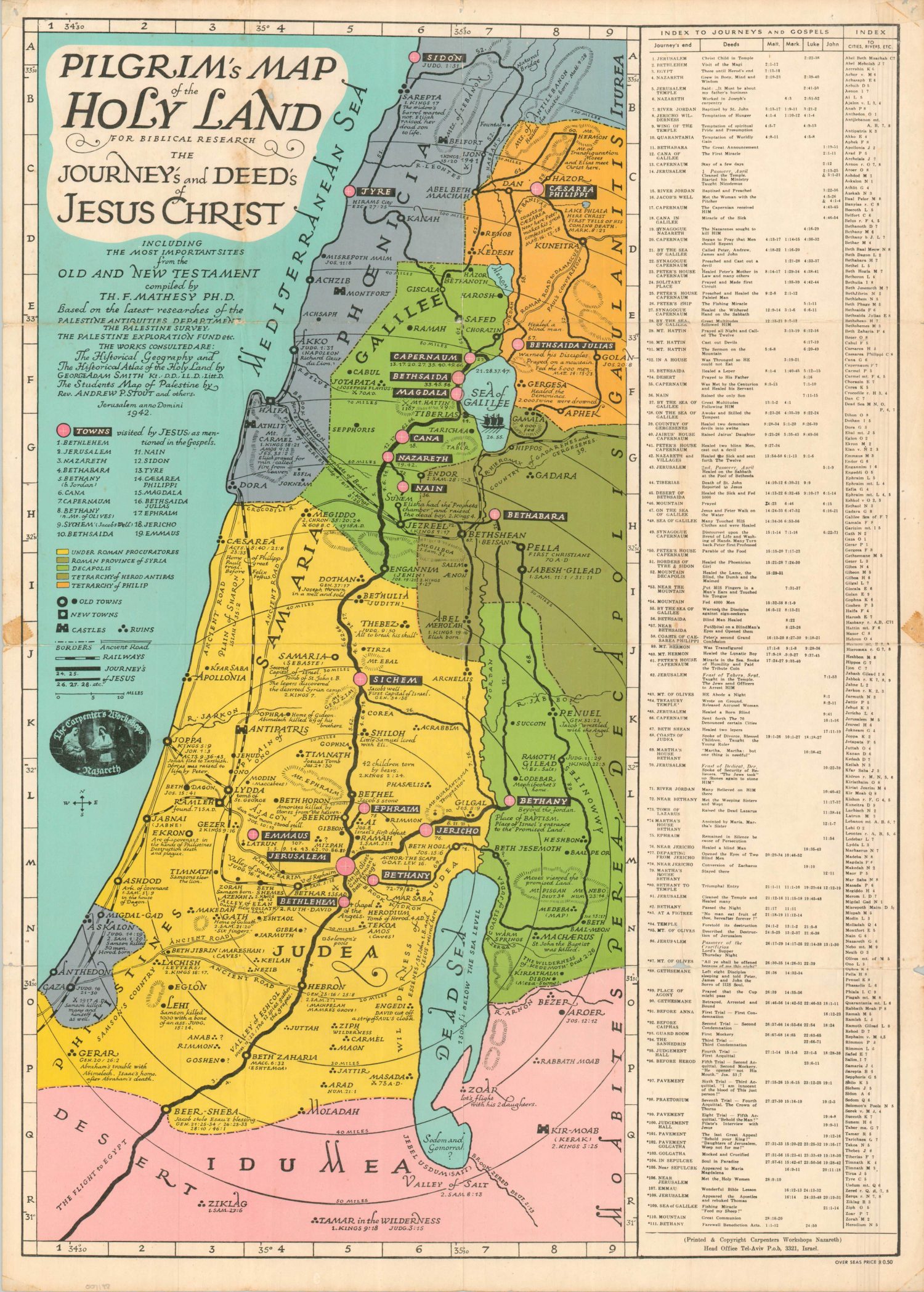 Pilgrim's Map of the Holy Land - Curtis Wright Maps
