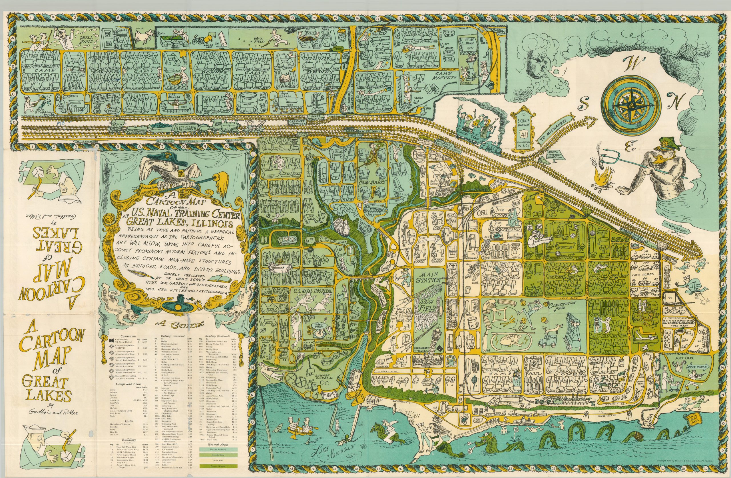 A Cartoon Map of the U.S. Naval Training Center at Great Lakes ...