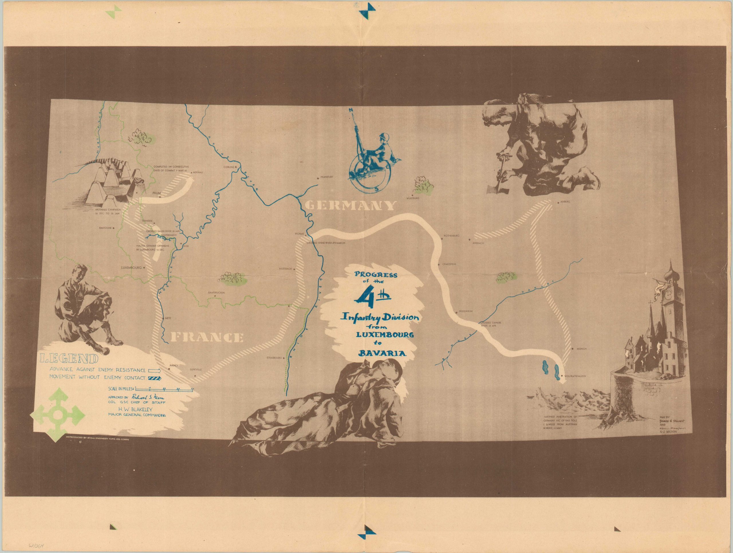 Advance of the 4th Infantry Division [and] Progress of the 4th Infantry ...