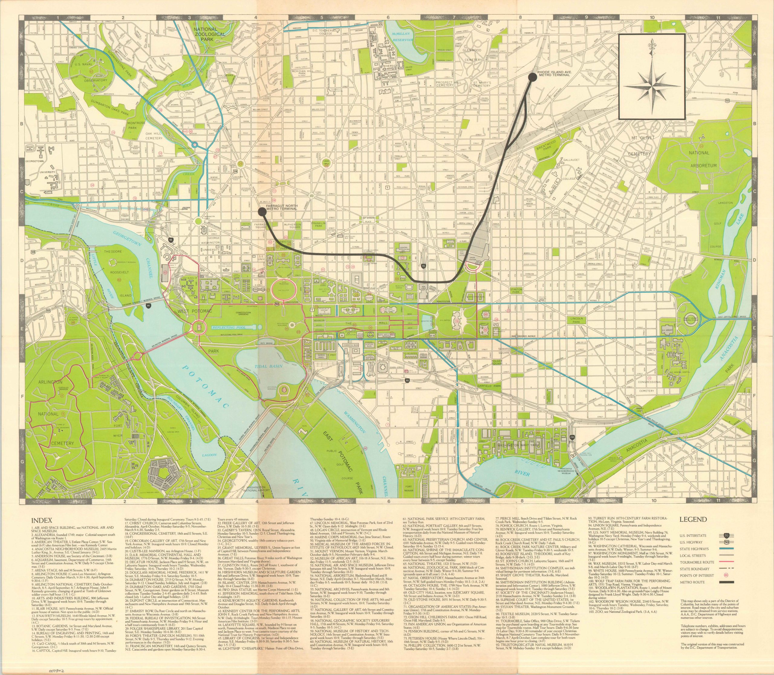 1977 Inaugural Map and Index to the Sights and Sounds of Washington D.C ...
