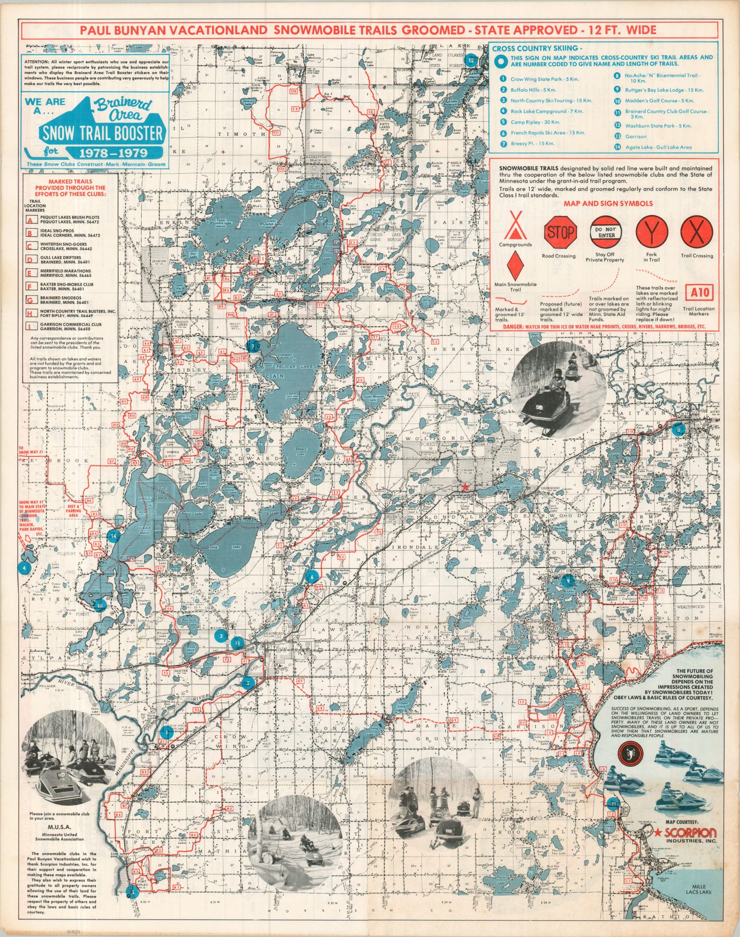 1979 Snowmobile Map Gull Lake Area - Curtis Wright Maps