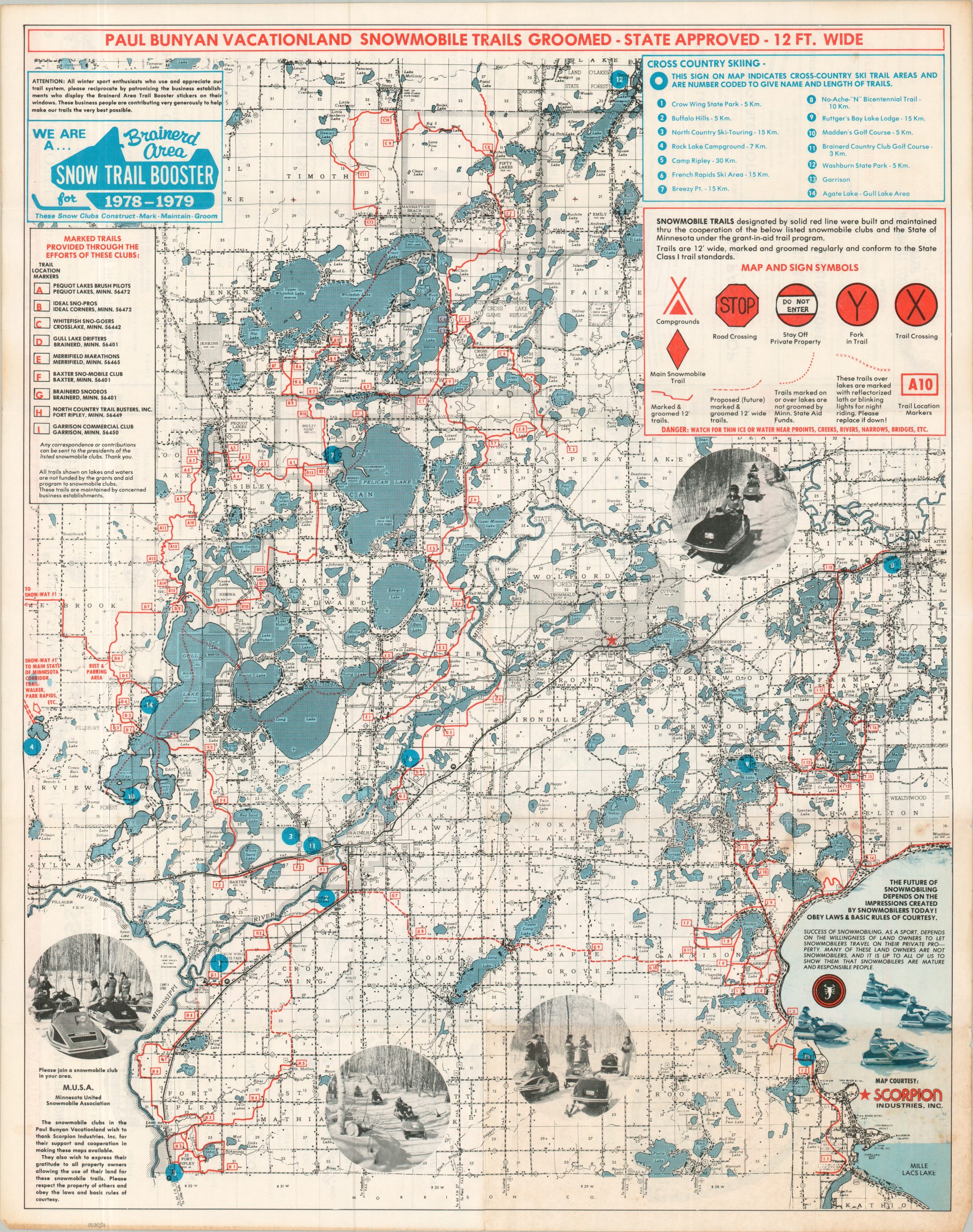 1979 Snowmobile Map Gull Lake Area - Curtis Wright Maps