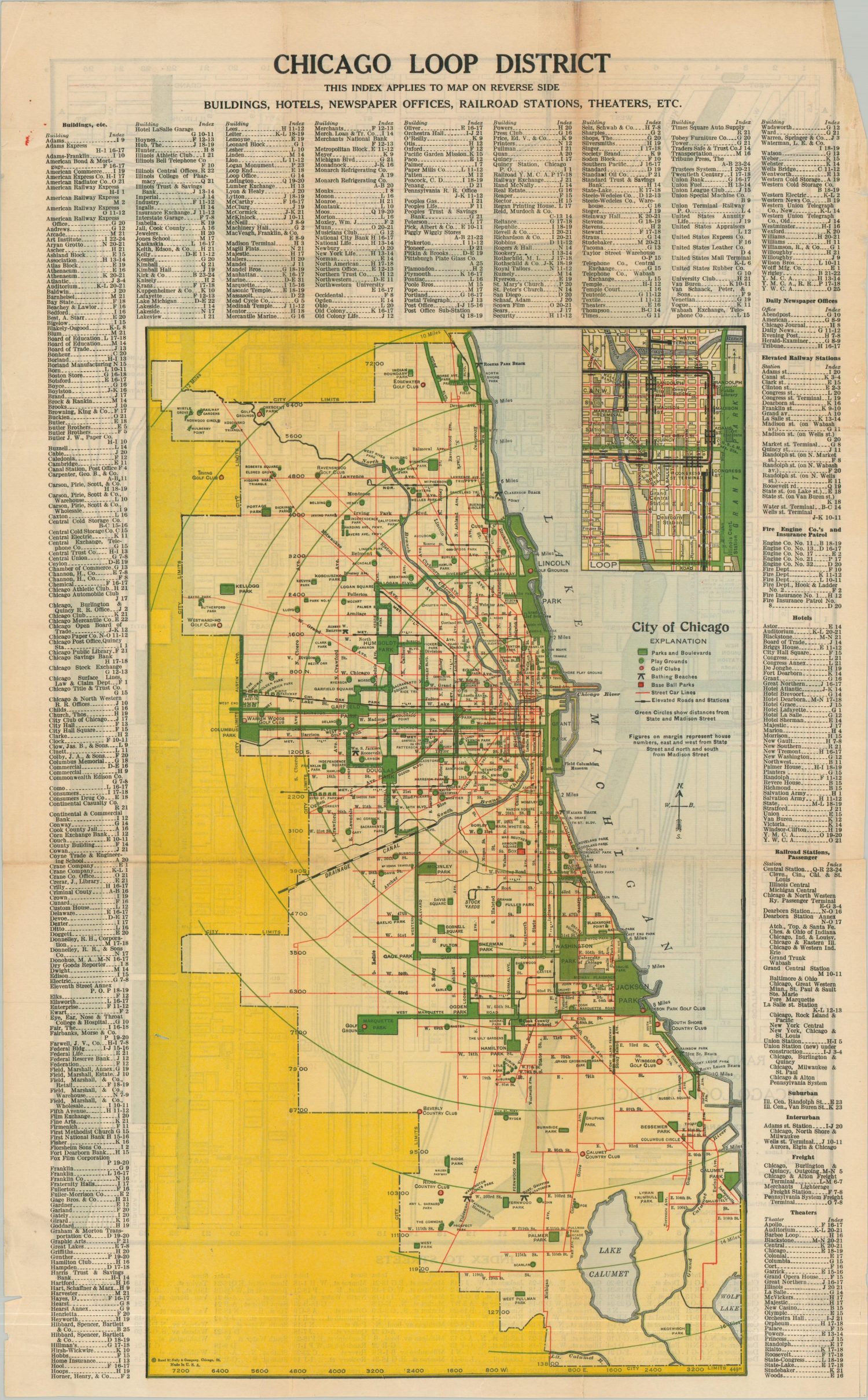 Rand McNally Pocket Map of Chicago Loop District - Curtis Wright Maps