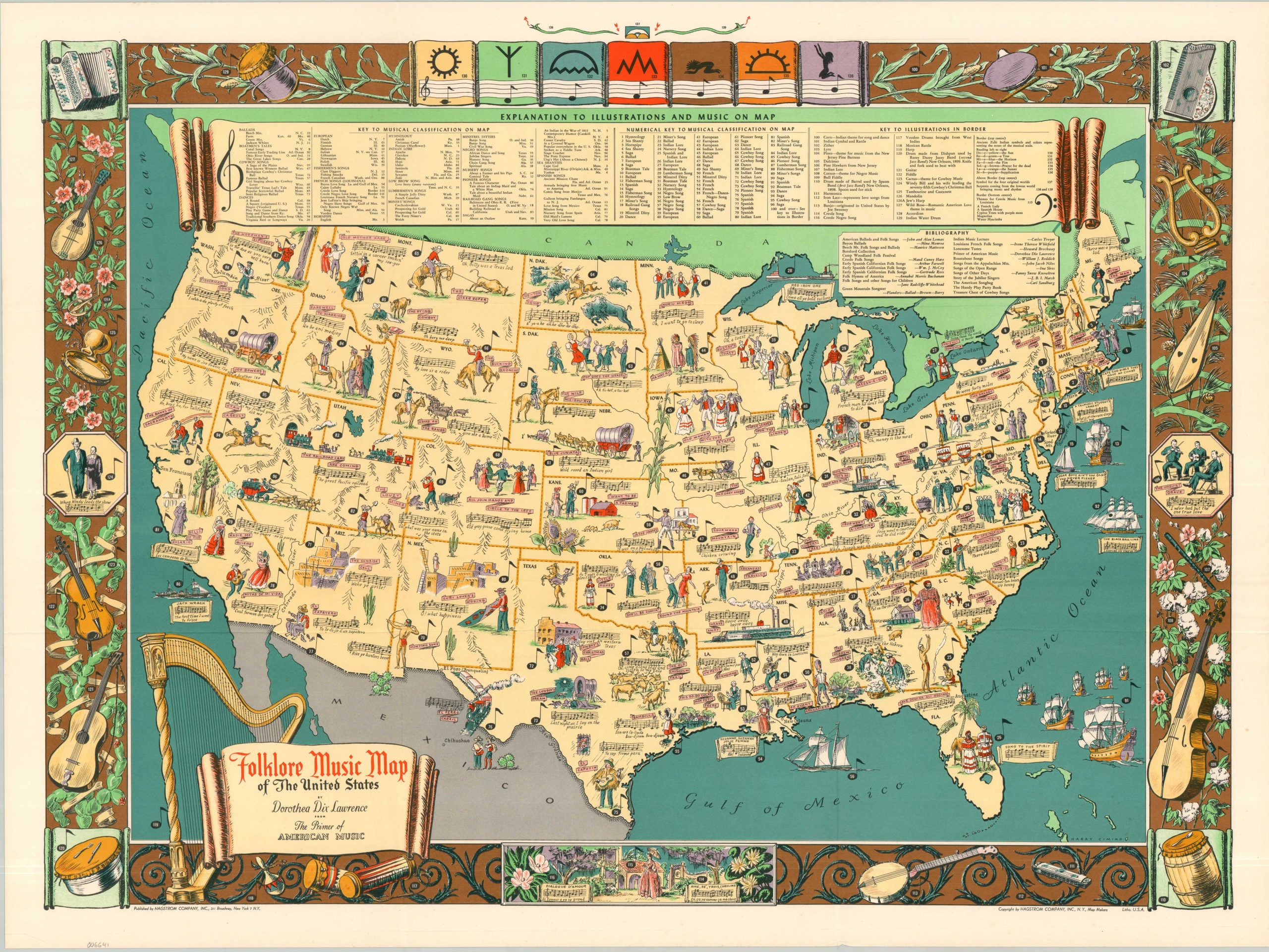 Folklore Music Map of the United States - Curtis Wright Maps