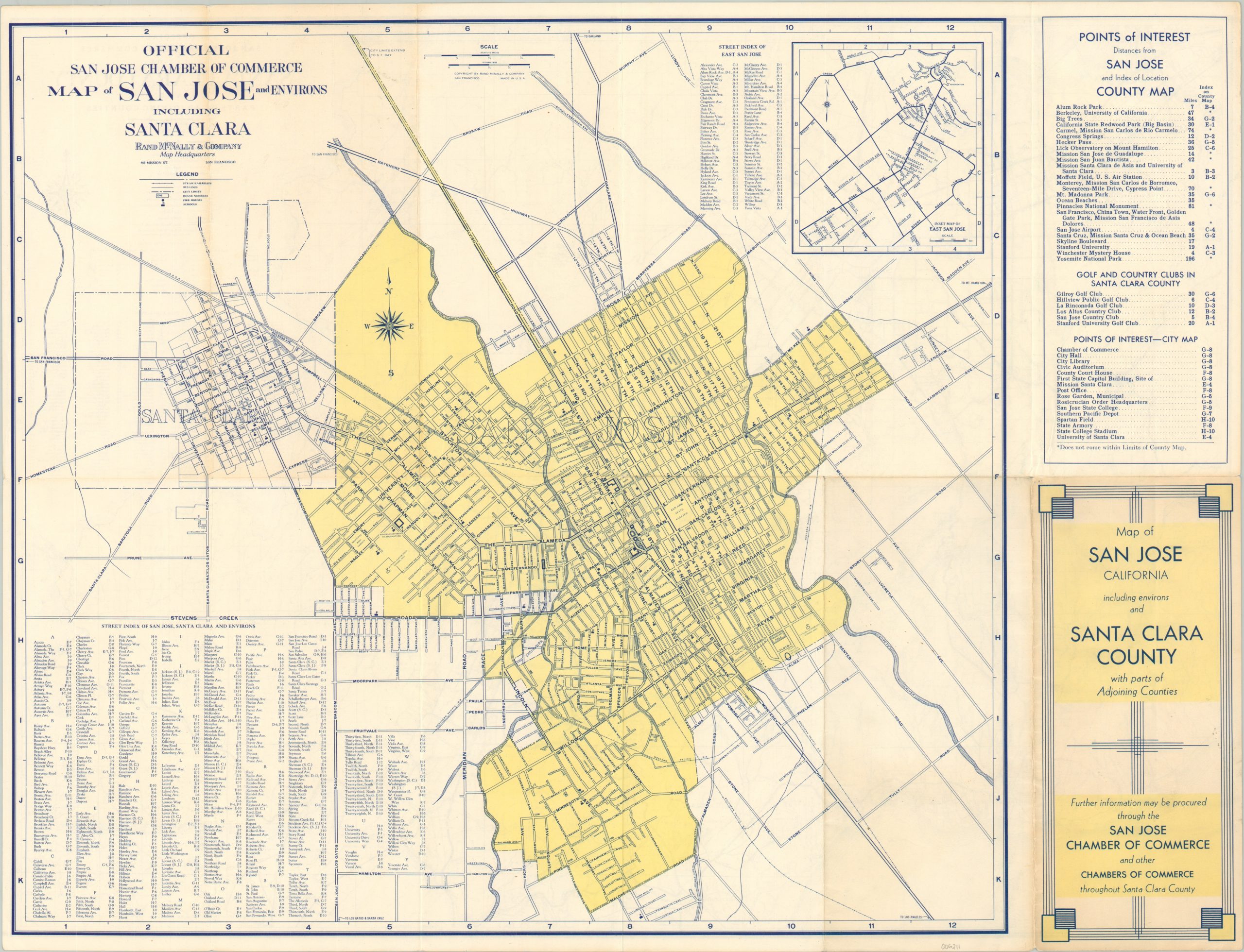 Official San Jose Chamber of Commerce Map of San Jose and Environs ...