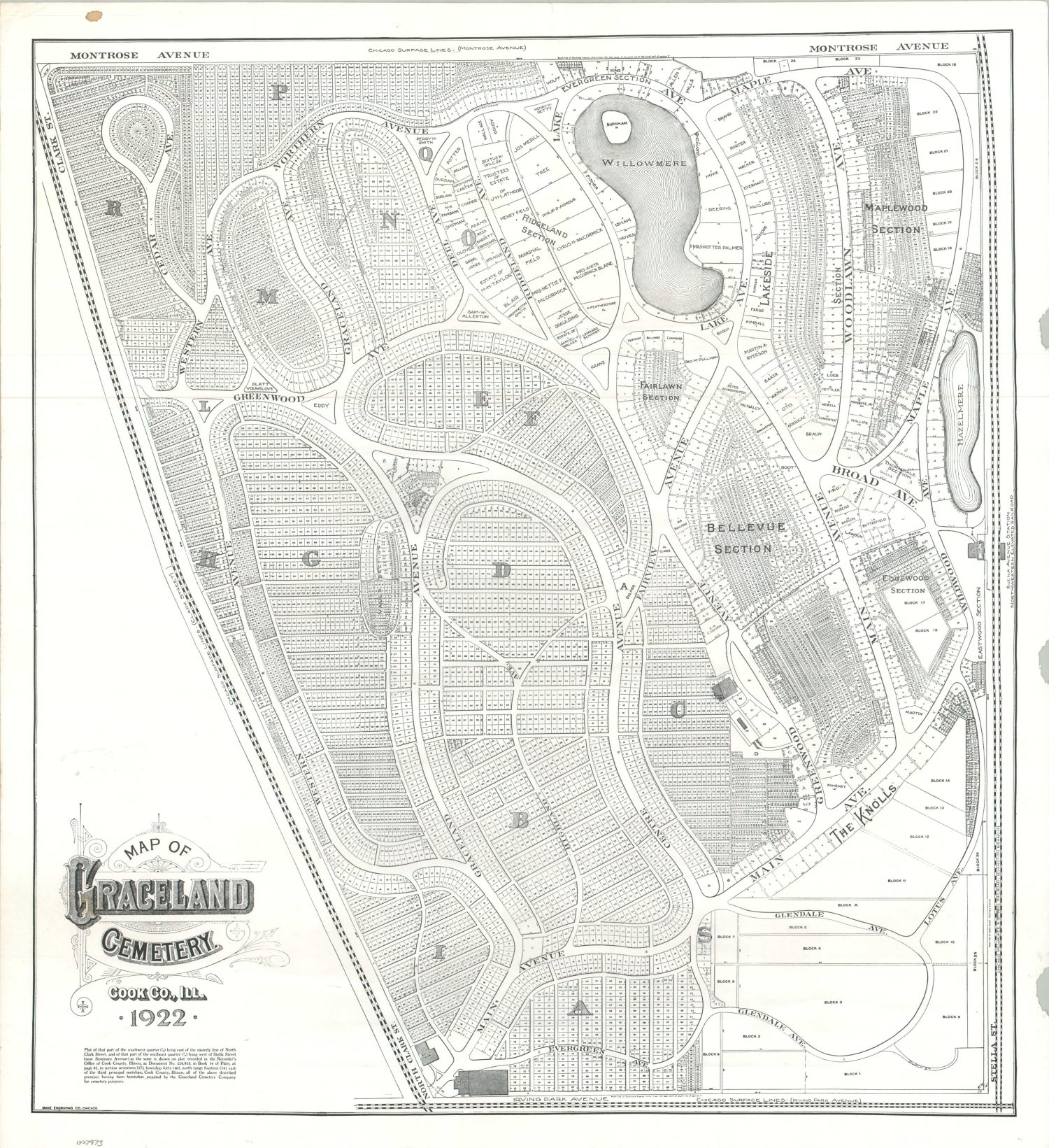 Map of Graceland Cemetery - Curtis Wright Maps
