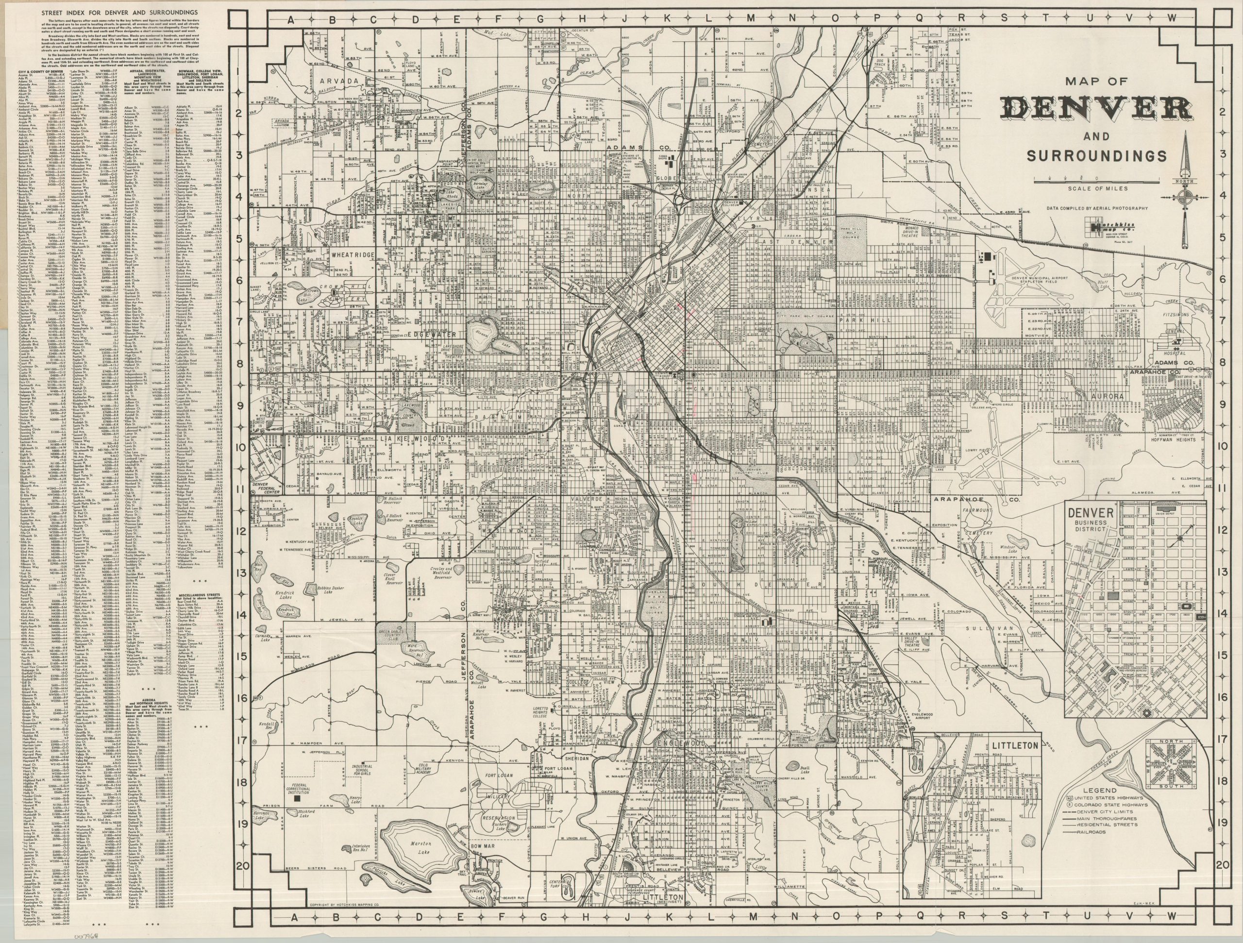 Map of Denver and Surroundings - Curtis Wright Maps