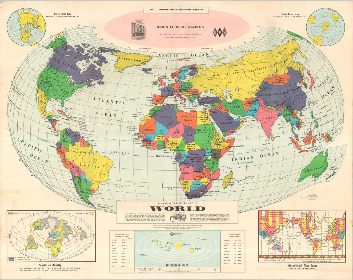 Armadillo Projection of the World - Curtis Wright Maps