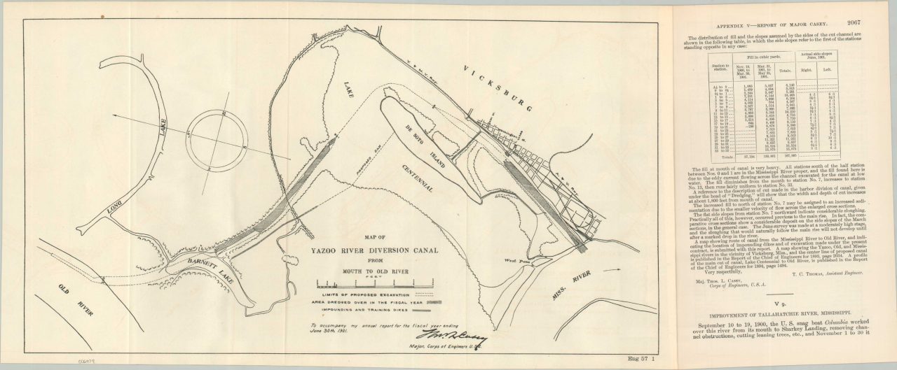 Map of Yazoo River Diversion Canal from Mouth to Old River - Curtis ...