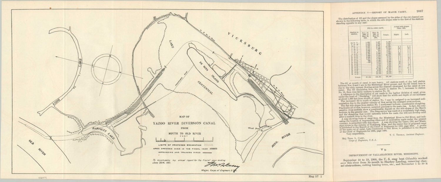 Map of Yazoo River Diversion Canal from Mouth to Old River - Curtis ...