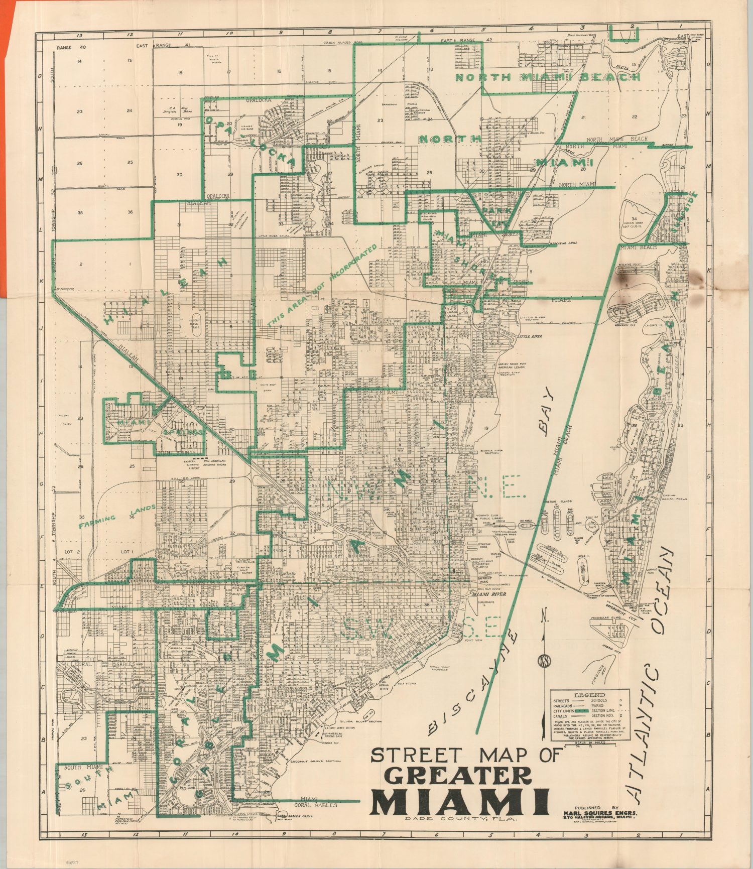 Street Map of Greater Miami - Curtis Wright Maps