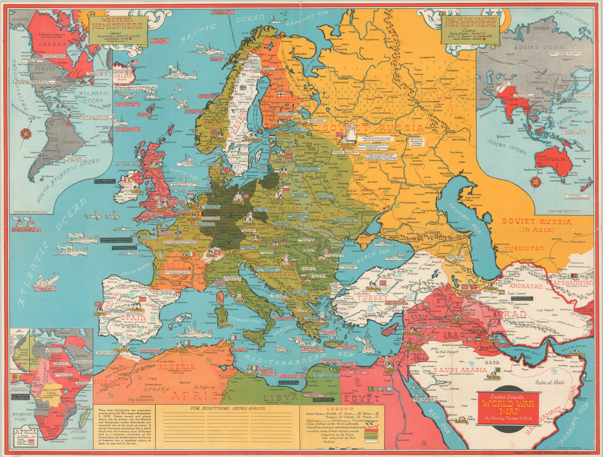 Dated Events World War Map - Curtis Wright Maps