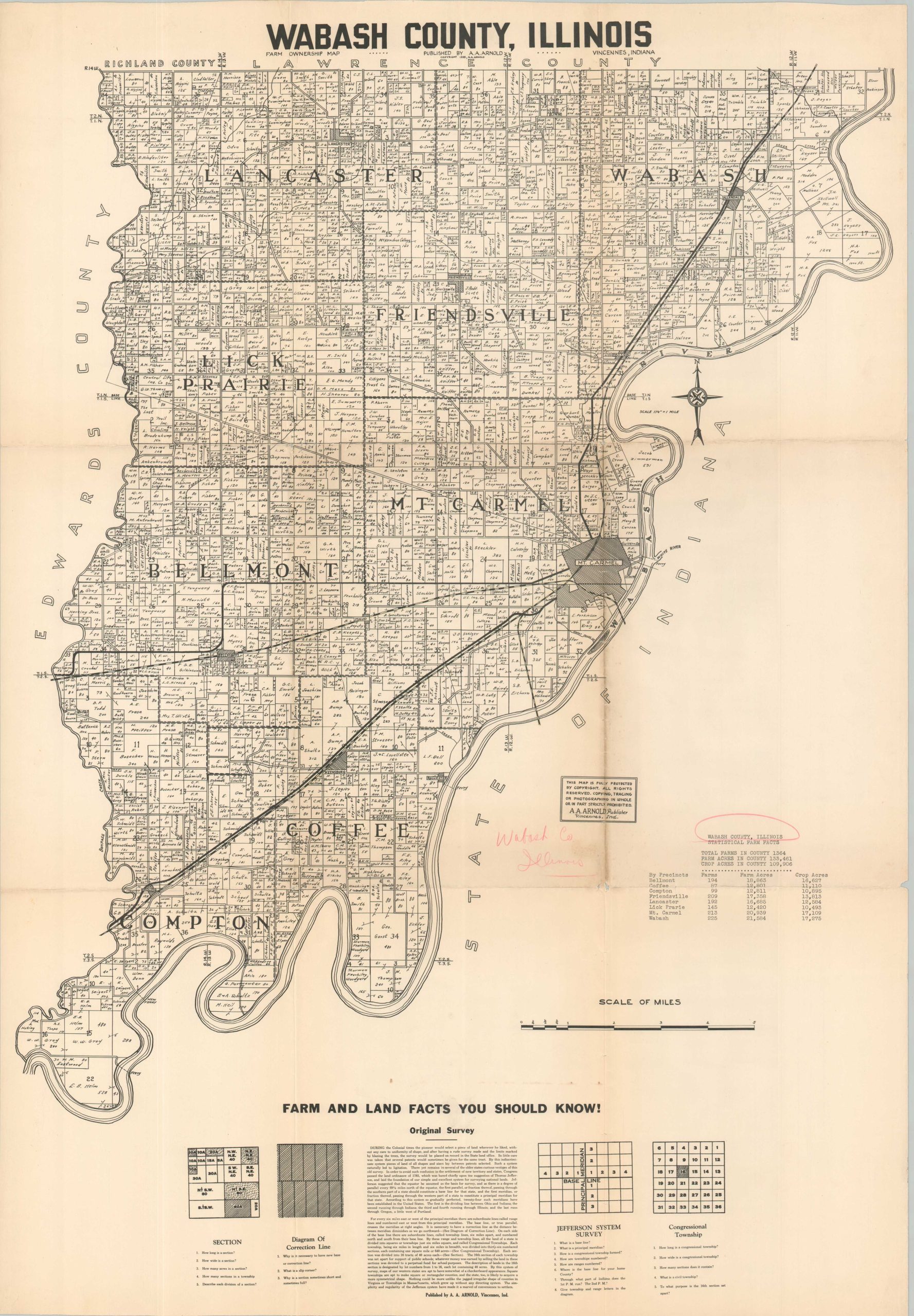 Wabash County, Illinois Farm Ownership Map - Curtis Wright Maps