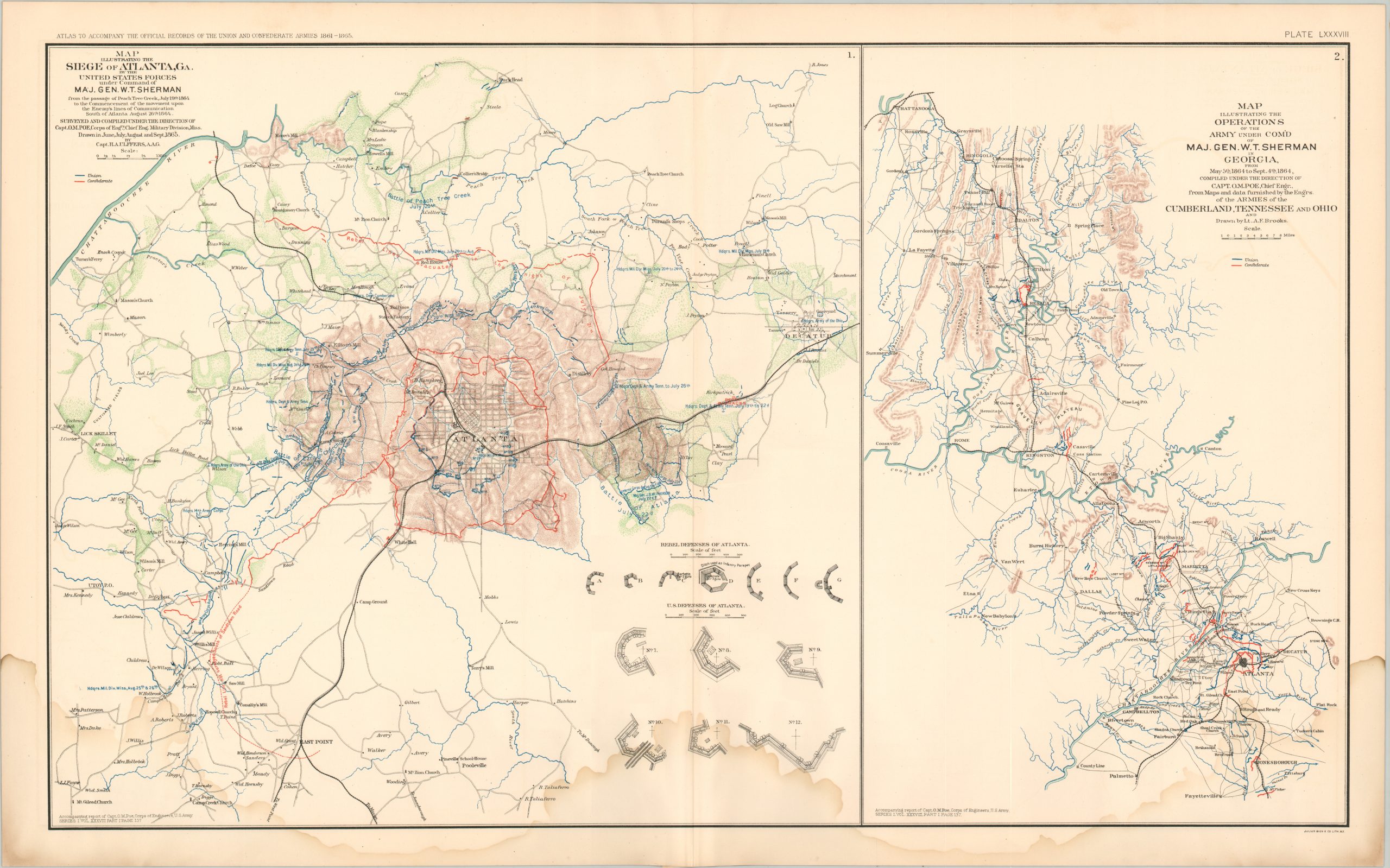 Map Illustrating the Siege of Atlanta; Map Illustrating the Operations ...