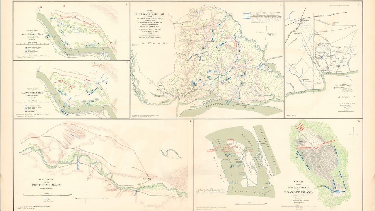Engagement at Valverde, N. Mex.; Map of the Field of Shiloh; Operations ...