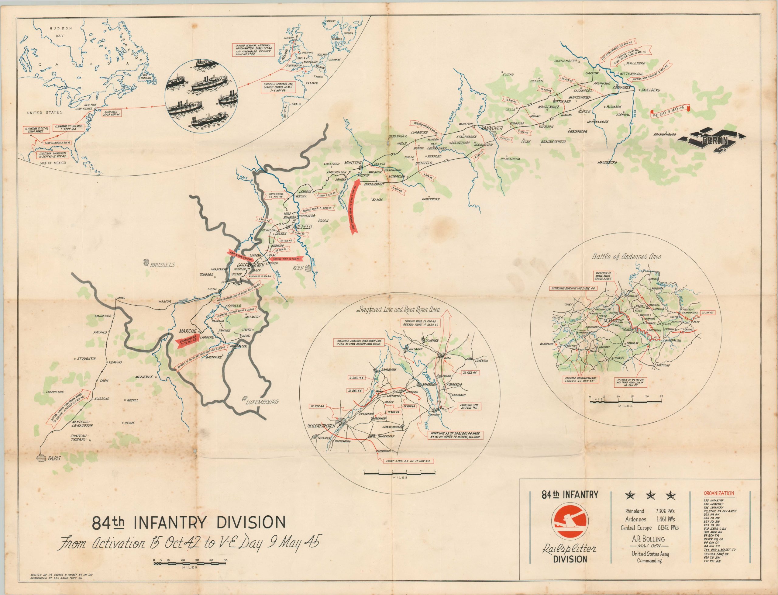 84th Infantry Division From Activation 15 Oct 42 to V-E Day 9 May 45 ...