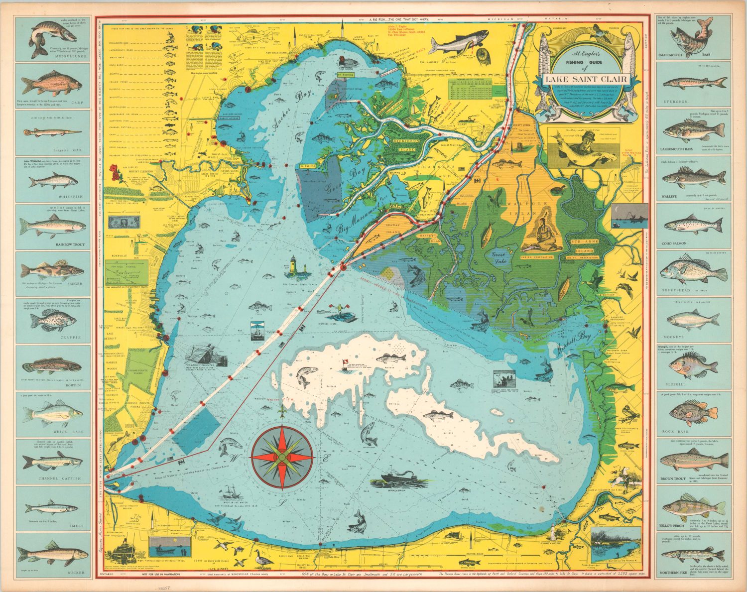 Fishing Chart of Lake Saint Clair - Curtis Wright Maps