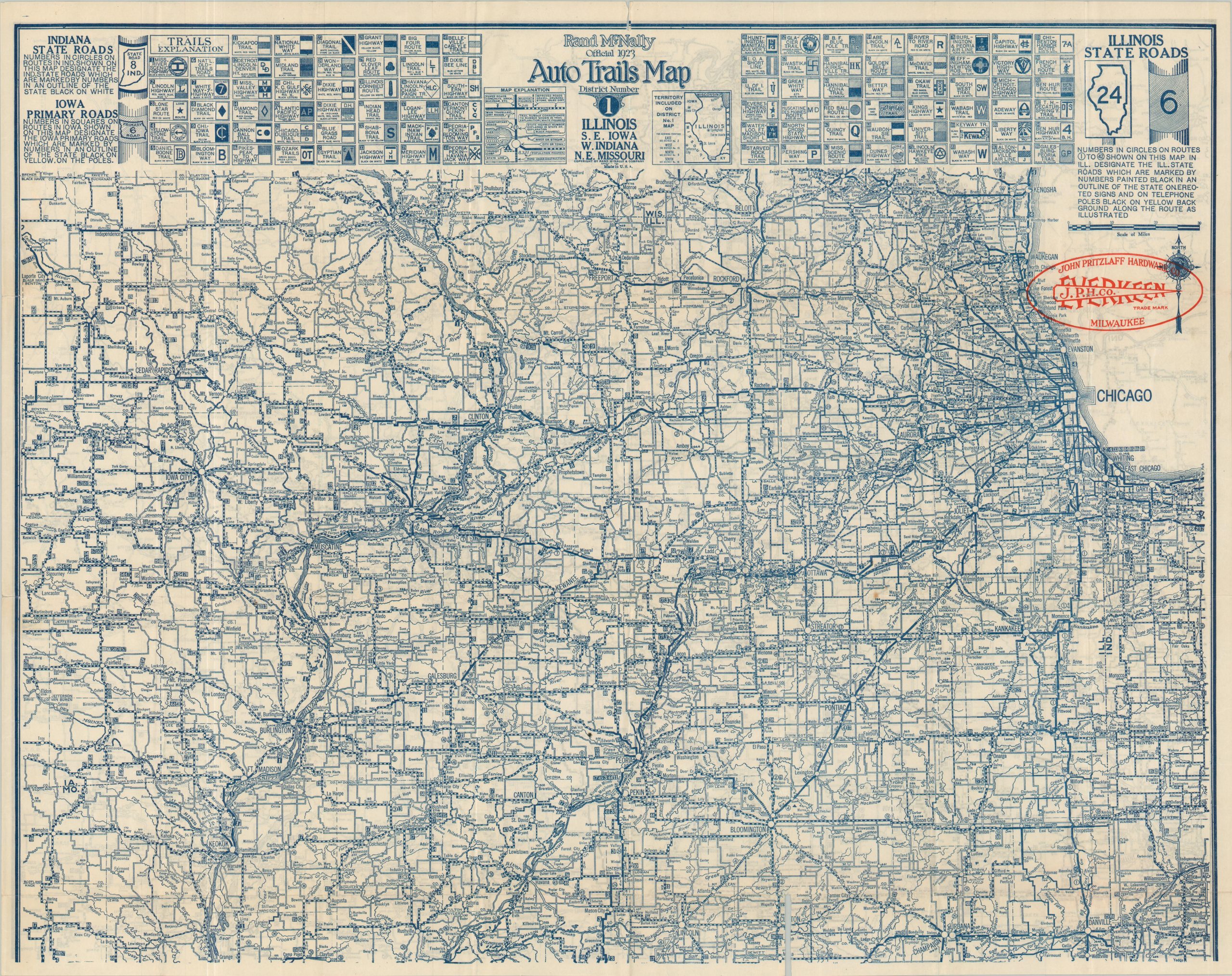Rand McNally Official 1919 Auto Trails Map District No. 1 - Curtis ...
