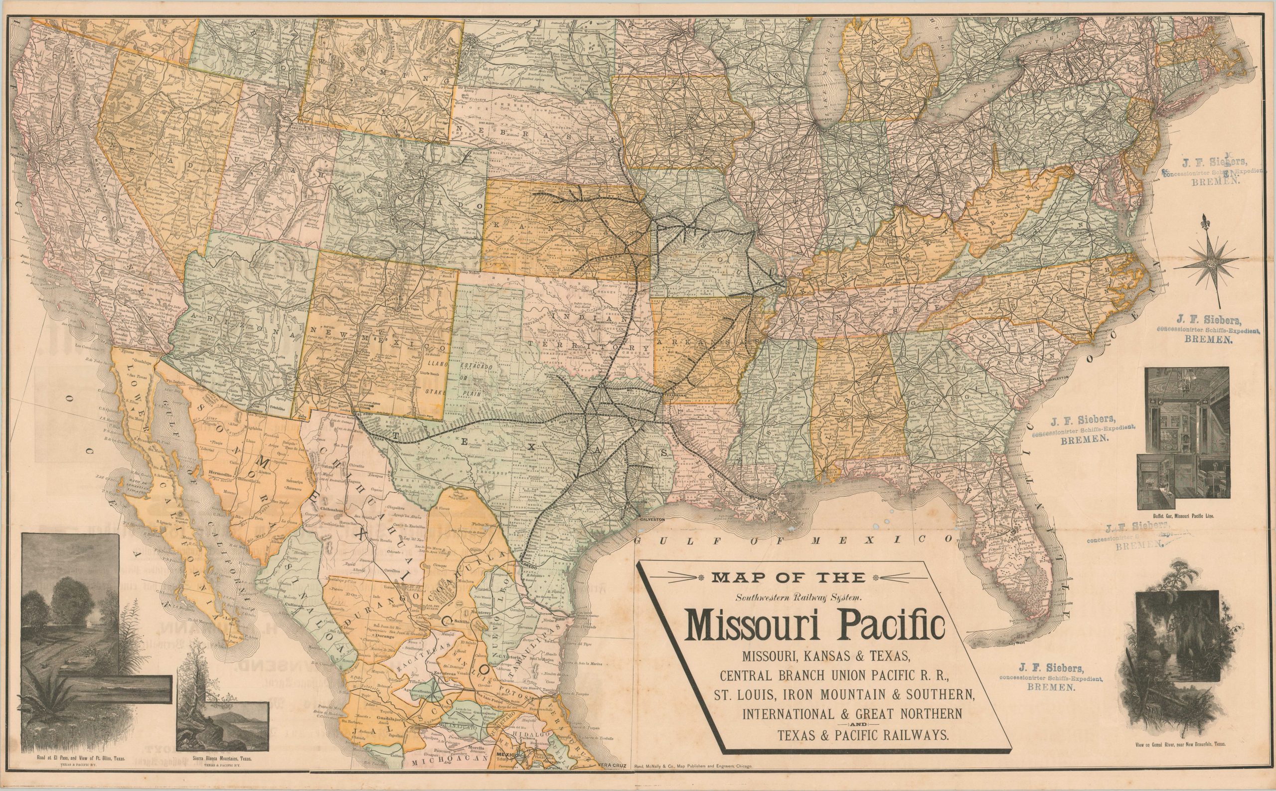 Map of the Southwestern Railway System Missouri Pacific - Curtis Wright ...