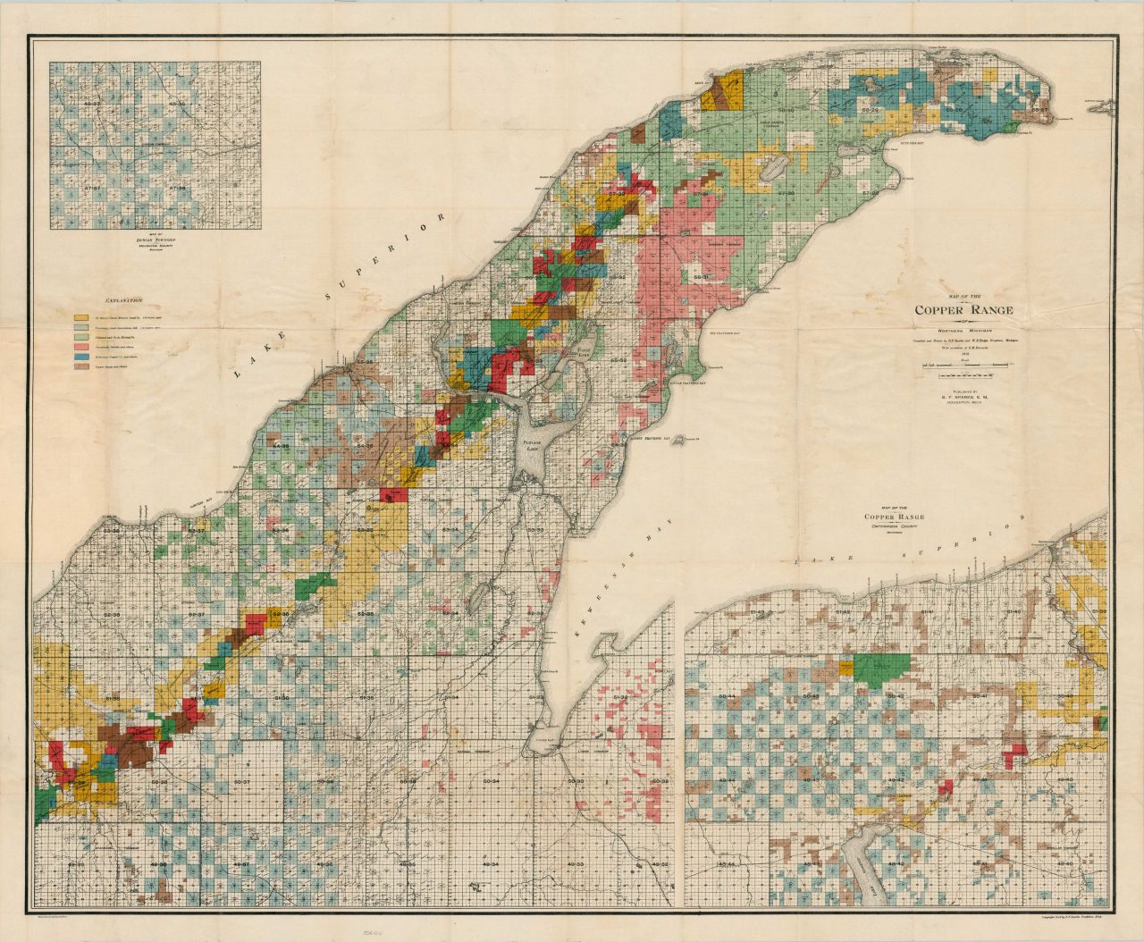 Map of the Copper Range in Northern Michigan - Curtis Wright Maps