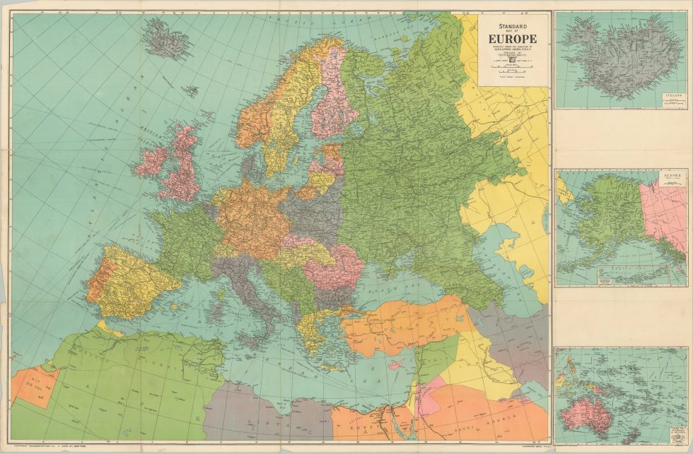 Standard War Map of Europe - Curtis Wright Maps