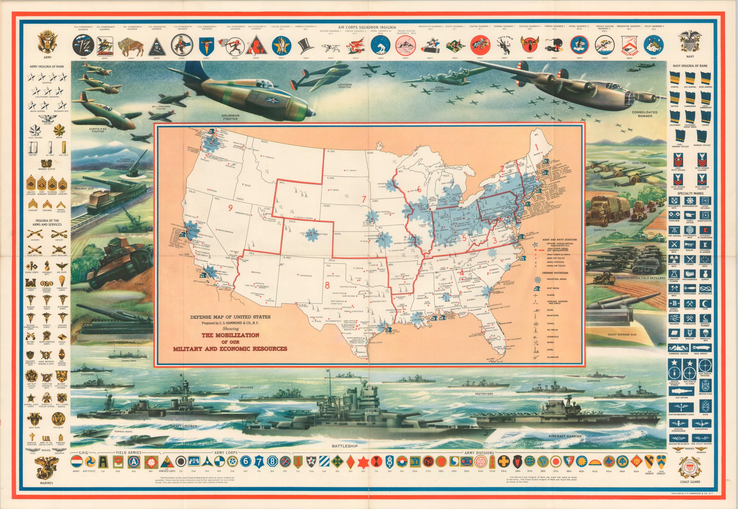 Defense Map of the United States Showing the Mobilization of Our ...