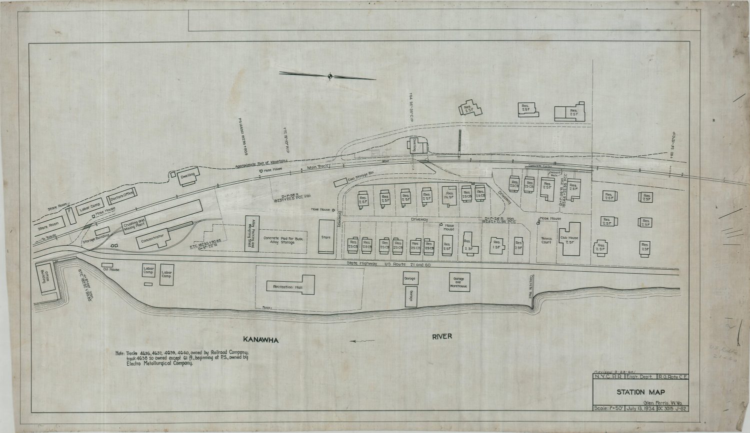 Station Map Glen Ferris, W. Va. - Curtis Wright Maps