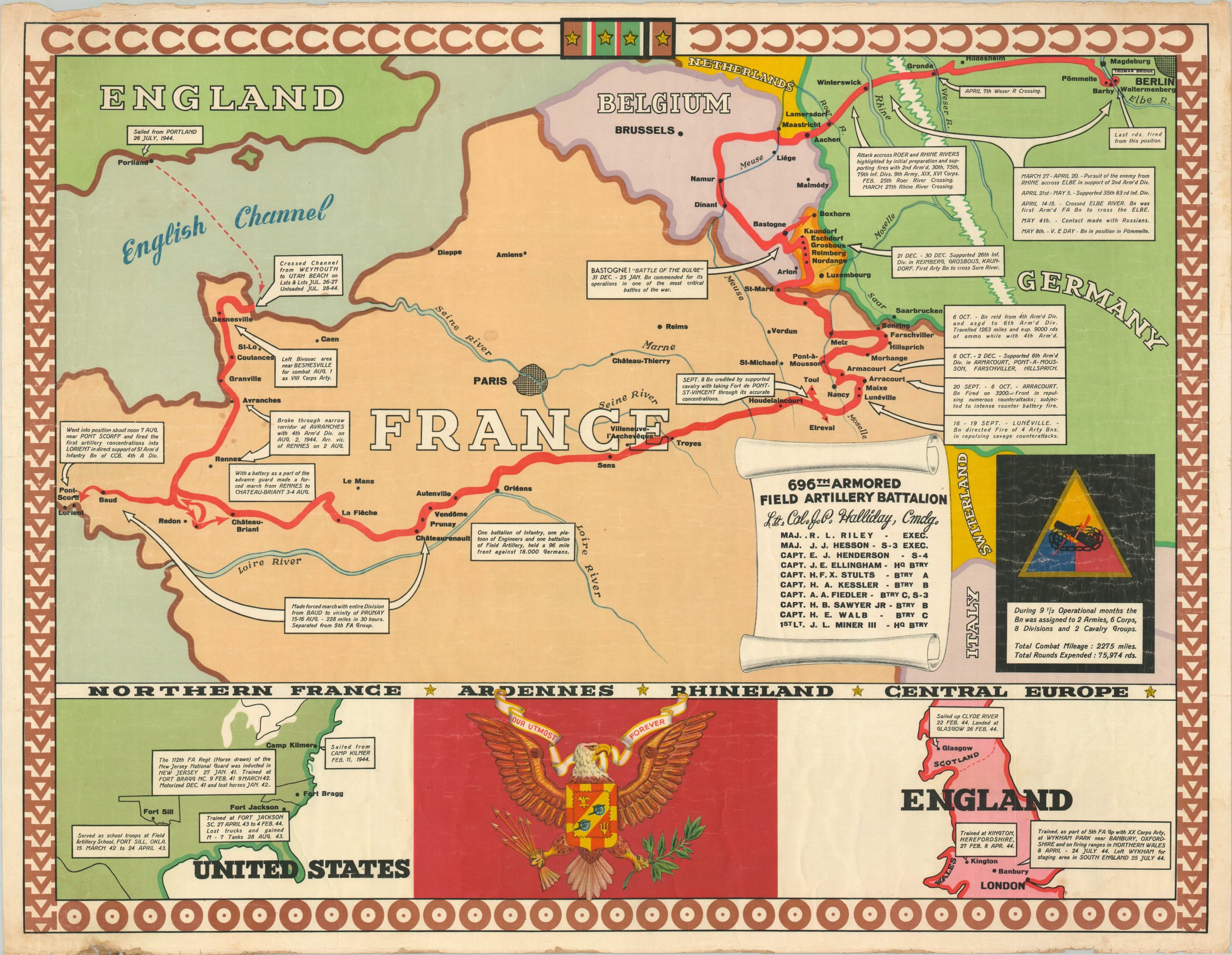 696th Armored Field Artillery Battalion - Curtis Wright Maps