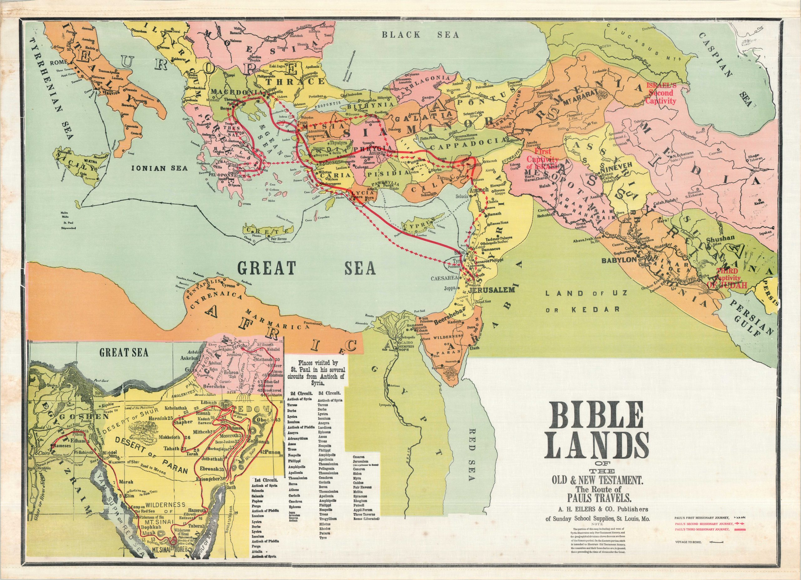 Bible Lands of the New Testament The Route of Paul's Travels - Curtis ...