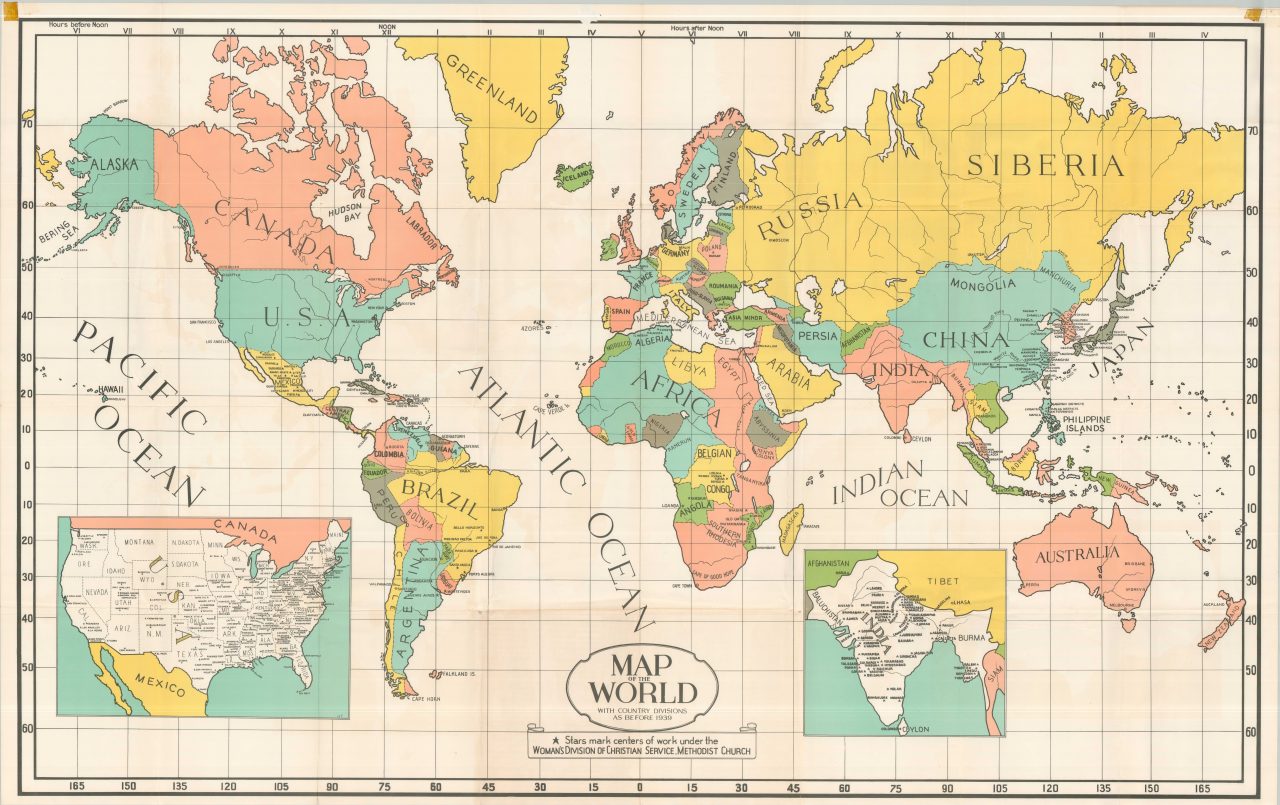 Map of the World With Country Divisions As Before 1939 - Curtis Wright Maps