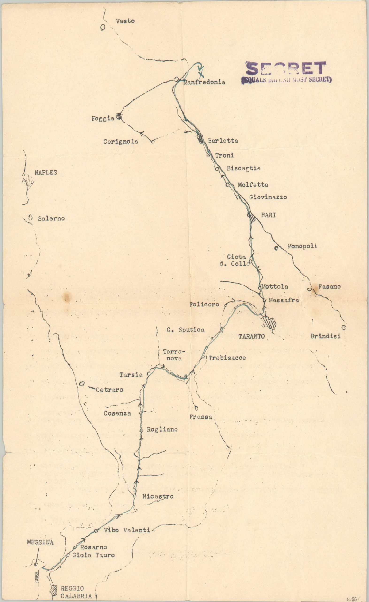 [Route Map of Operation Baytown] - Curtis Wright Maps