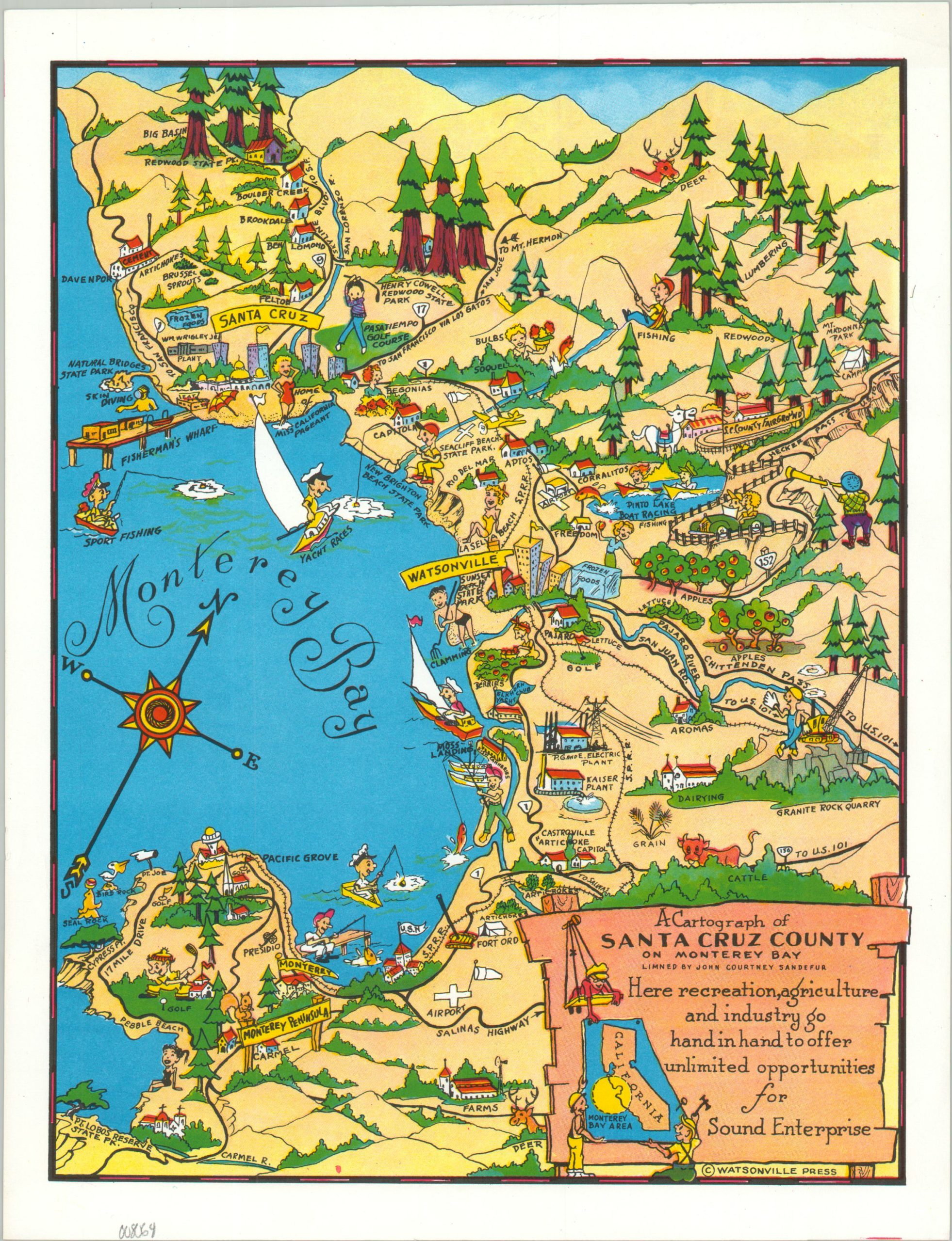 A Cartography of Santa Cruz County on Monterey Bay - Curtis Wright Maps