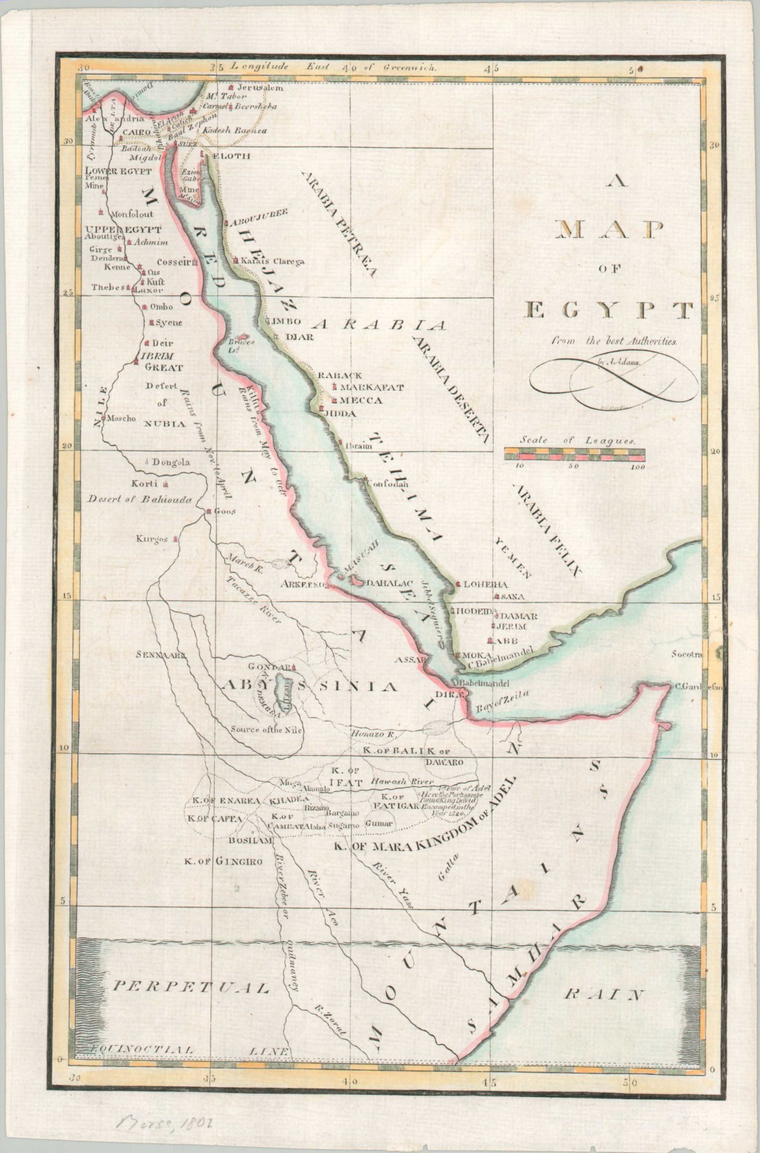 A Map of Egypt from the Best Authorities - Curtis Wright Maps