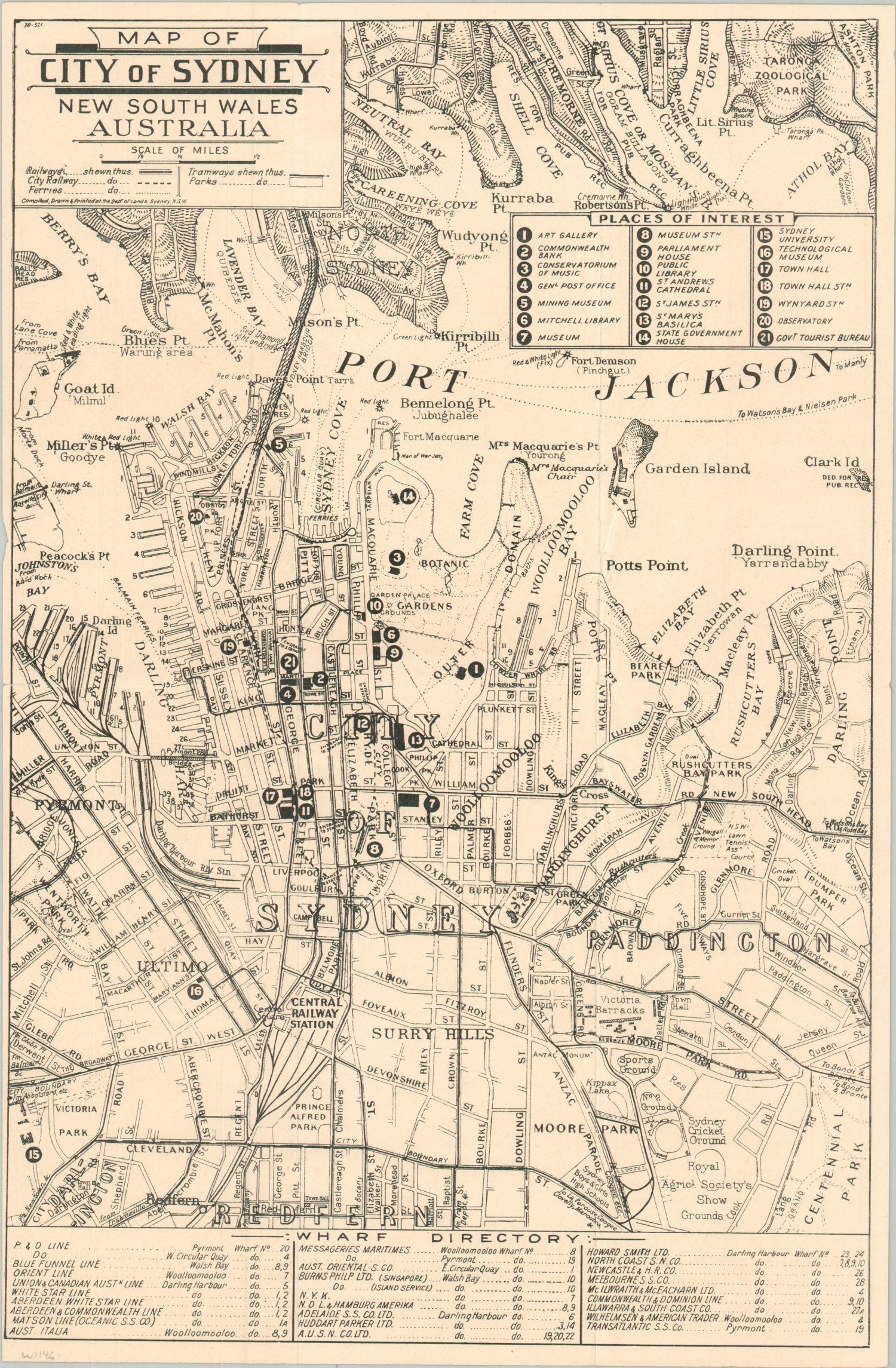 Map of the City of Sydney New South Wales Australia - Curtis Wright Maps