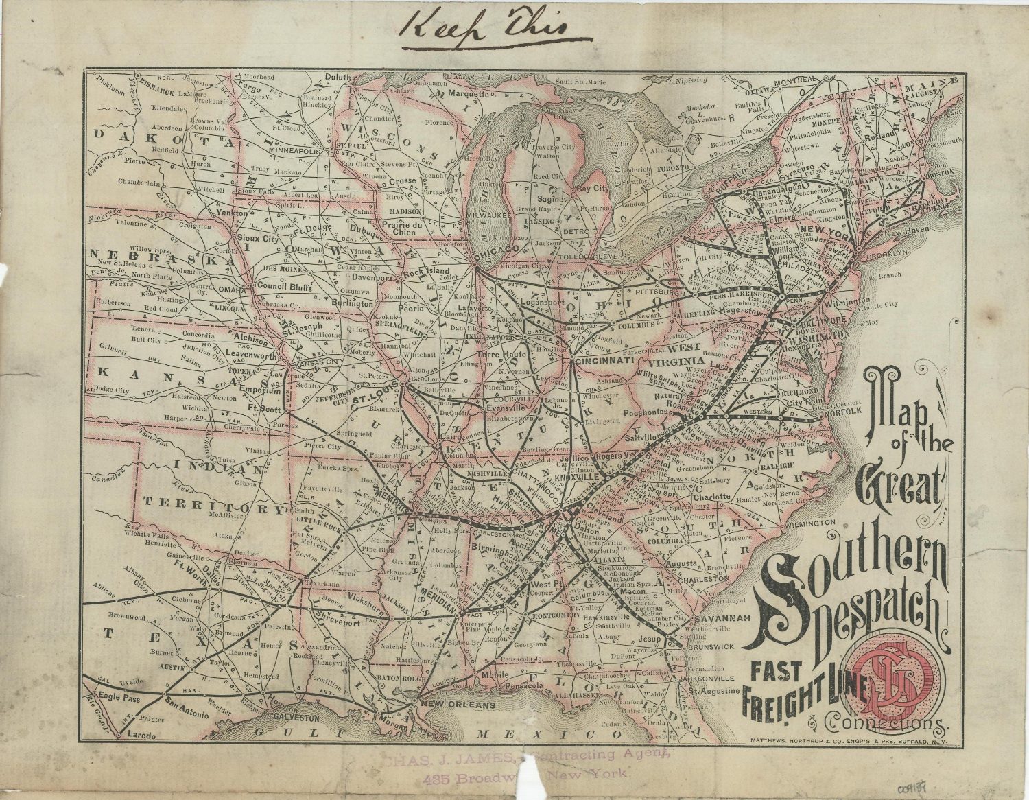 Map of the Great Southern Despatch Fast Freight Line & Connections ...