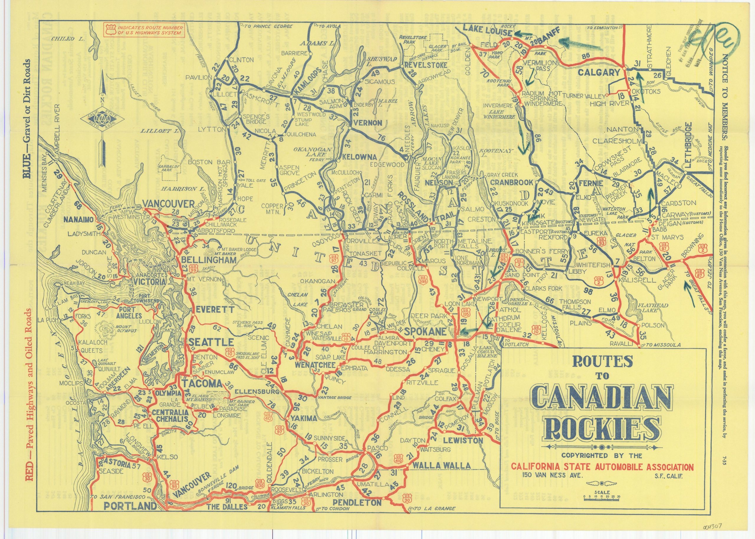 Routes to Canadian Rockies - Curtis Wright Maps