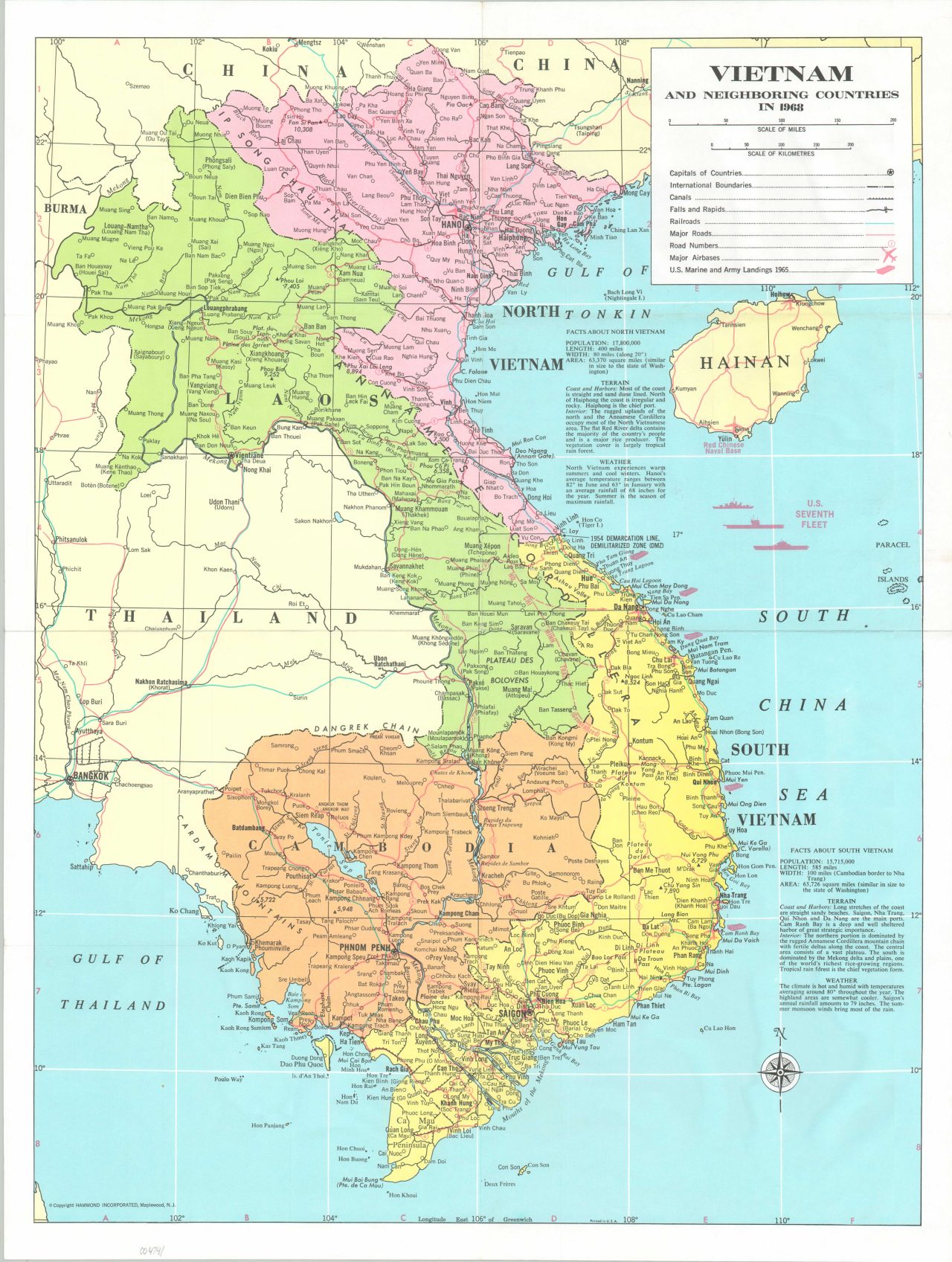 Vietnam and Neighboring Countries in 1968 - Curtis Wright Maps